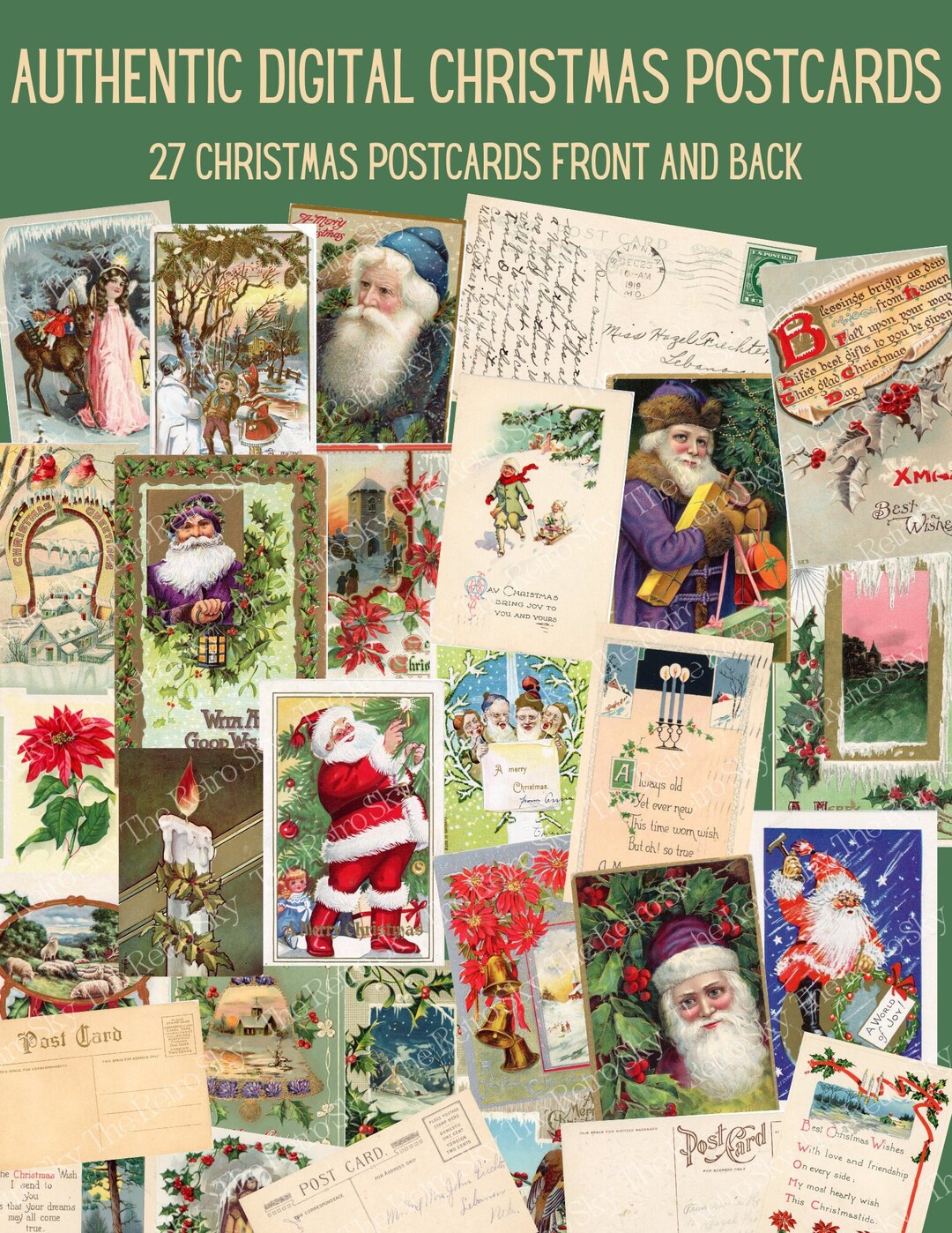 Jolly Authentic Digital Vintage Christmas Postcards- Digital Download ...