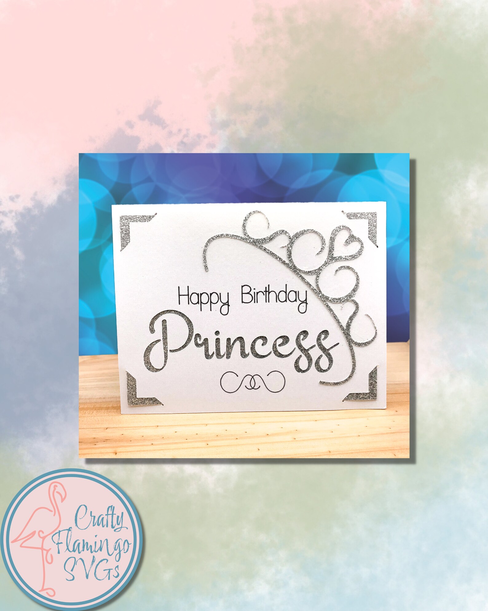 Princess Birthday Card SVG: Tiara Design With Envelope (digital File ...