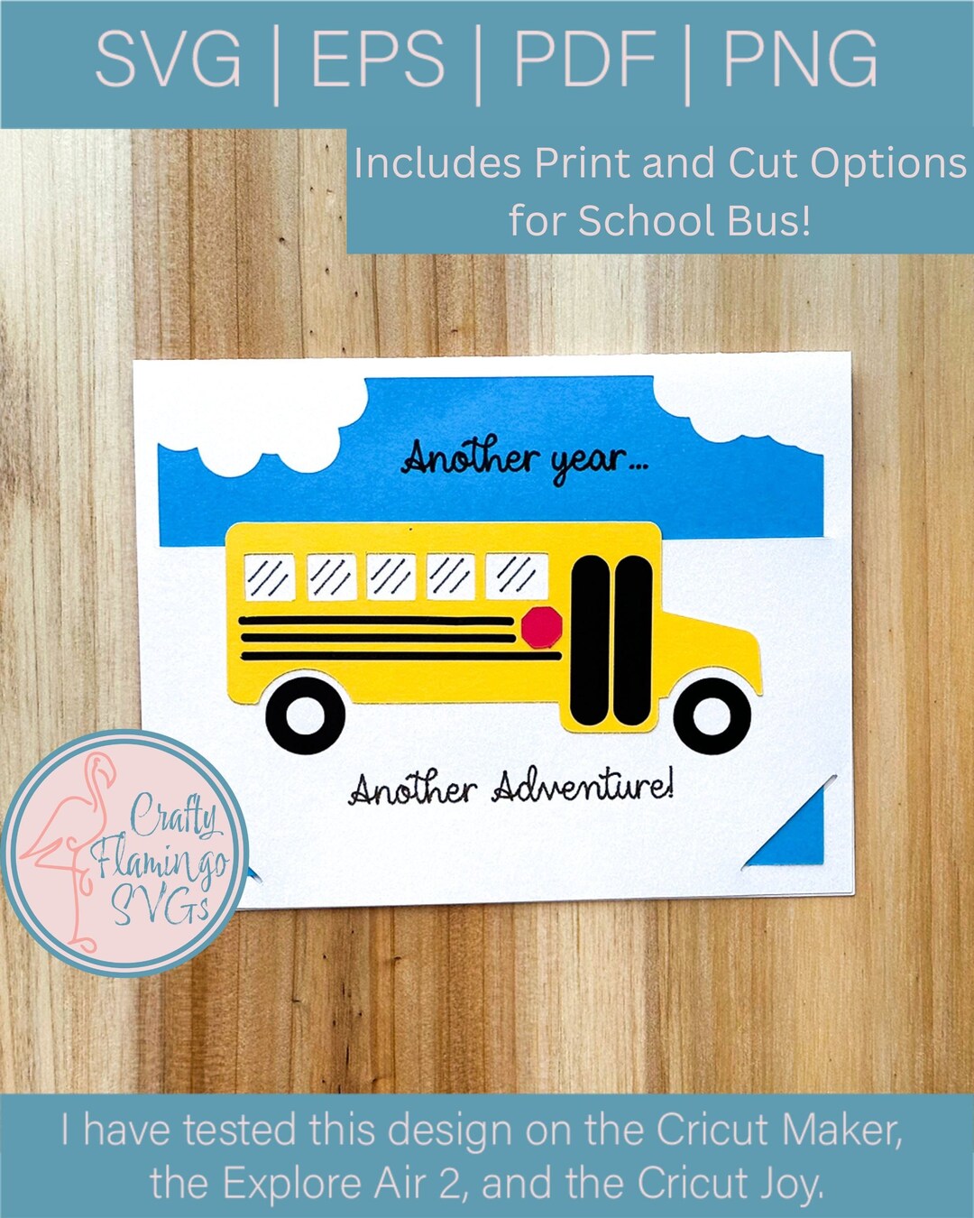 Back to School Bus Card SVG, Cricut DIY Card With Envelope (digital ...