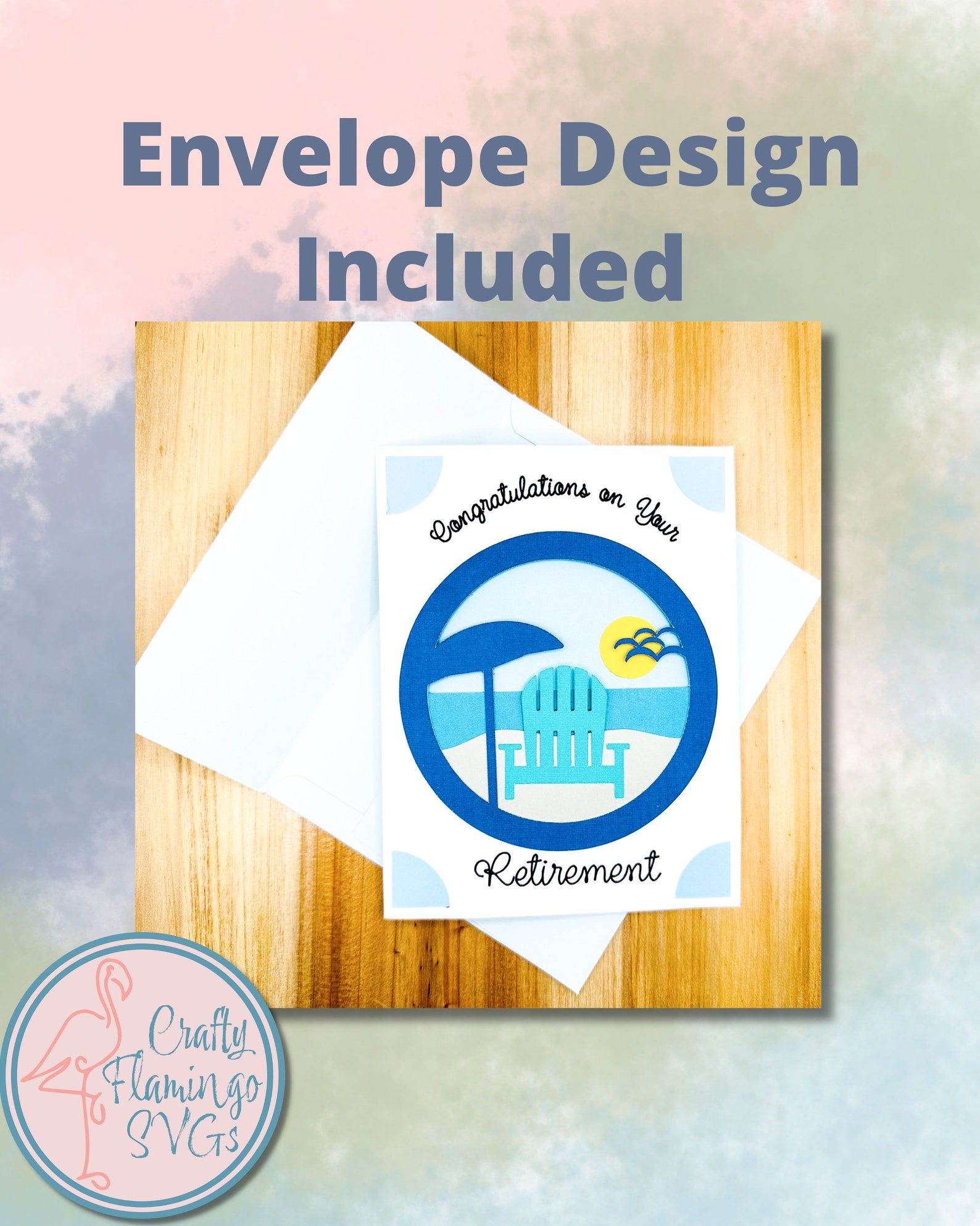 Beach Retirement Card SVG: Layered Cricut Design With Envelope (digital ...