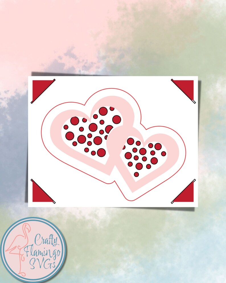 Two Hearts Card, Joined Hearts Card SVG, Easy Heart Card, Heart ...