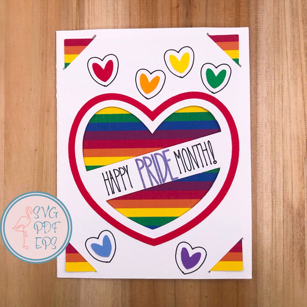 Happy Pride Month Card With Envelope SVG Pride Month Card - Etsy