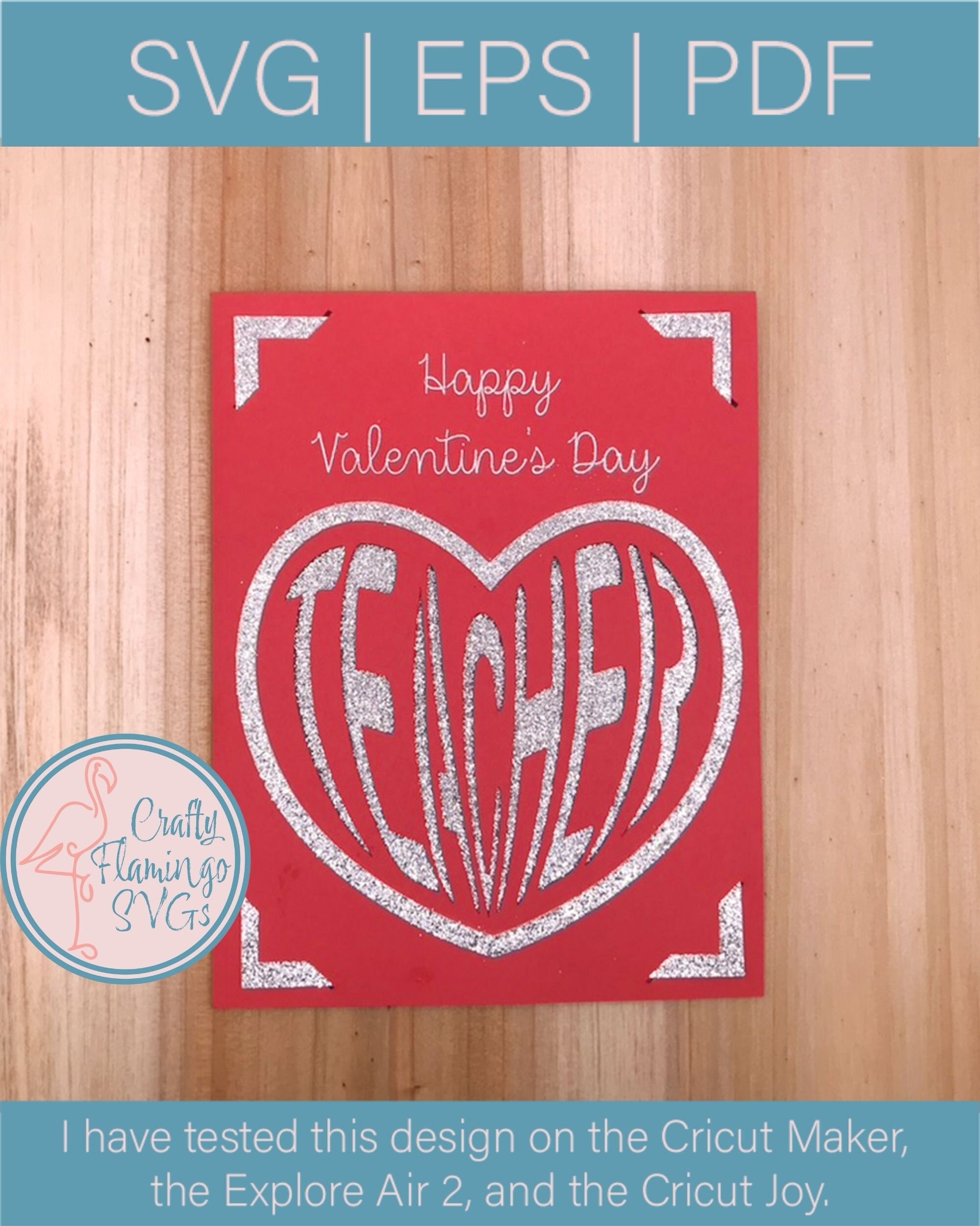 Teacher Valentine's Day Card SVG, Happy Valentine's Day Teacher Card ...