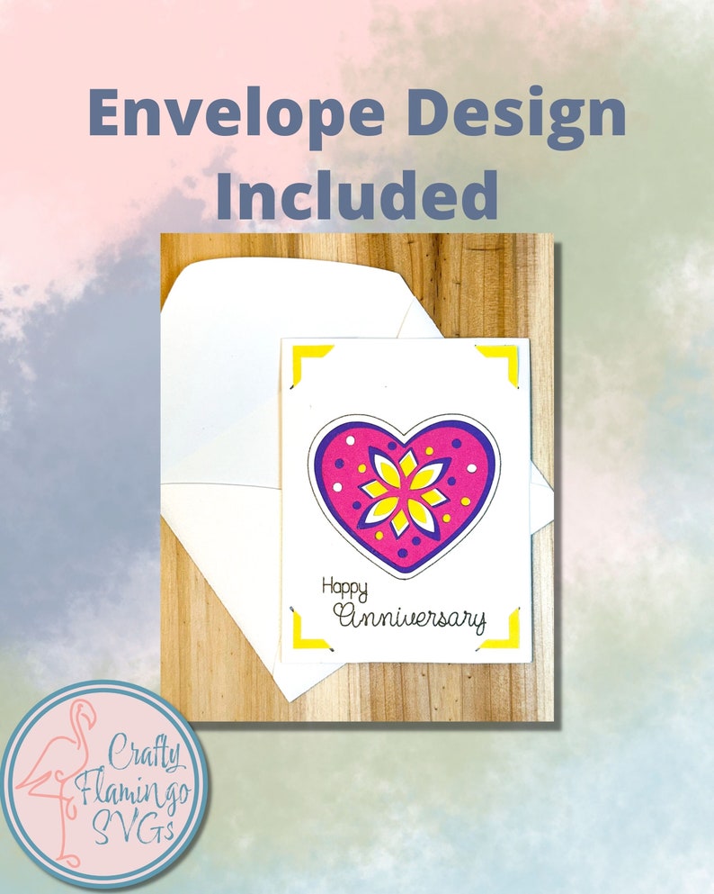 Happy Anniversary Layered Heart Card SVG With Envelope (digital ...