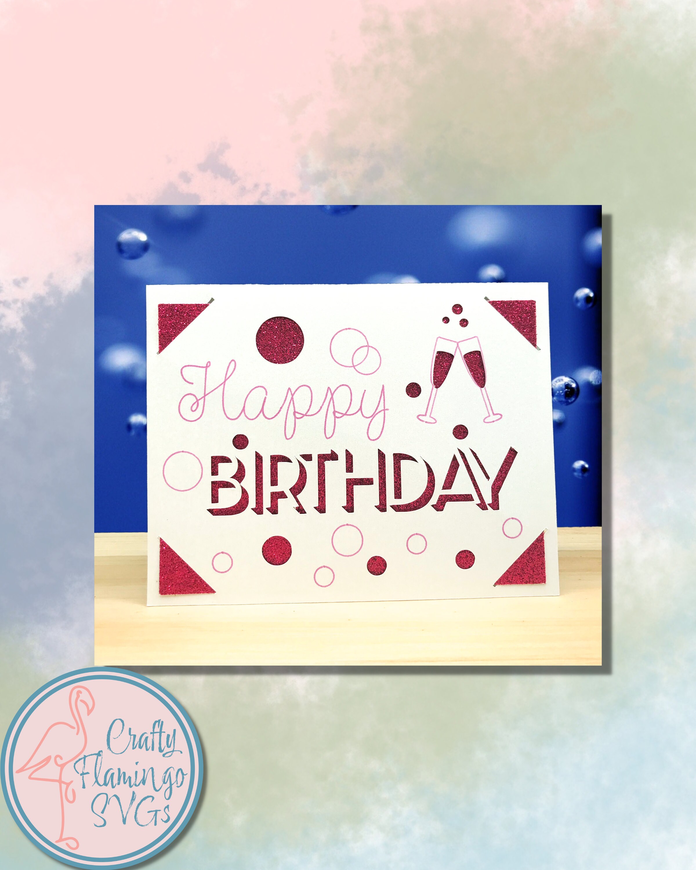 Champagne Birthday Card, Birthday Celebration Card, Happy Birthday Card ...
