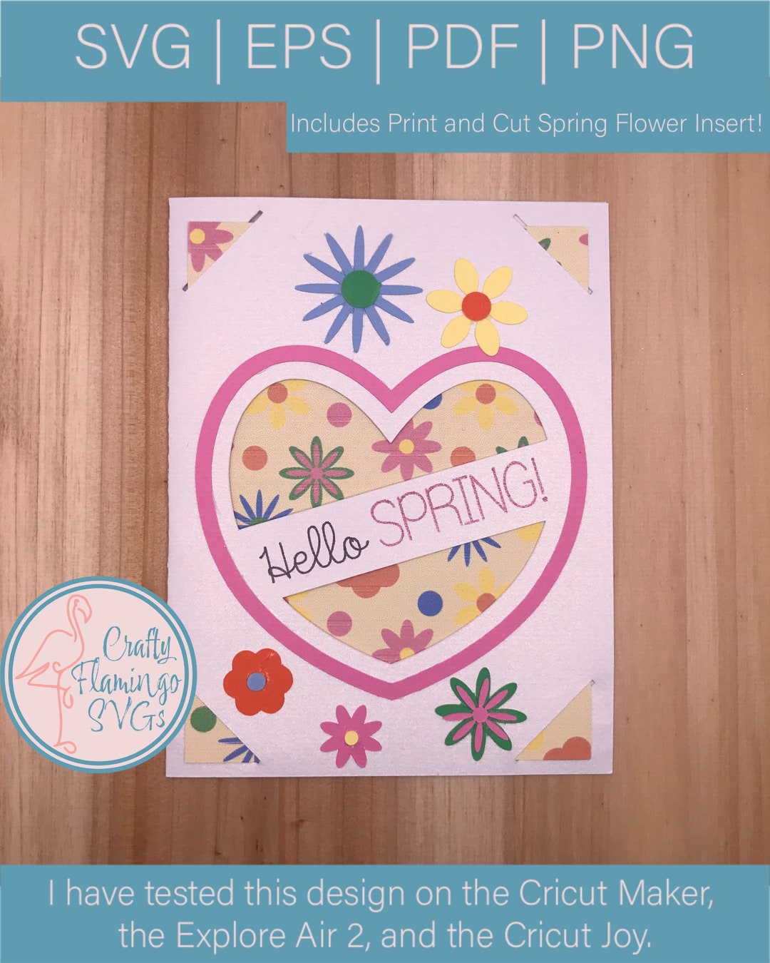 Hello Spring Flower Card SVG: Cricut Design File (digital Download) - Etsy