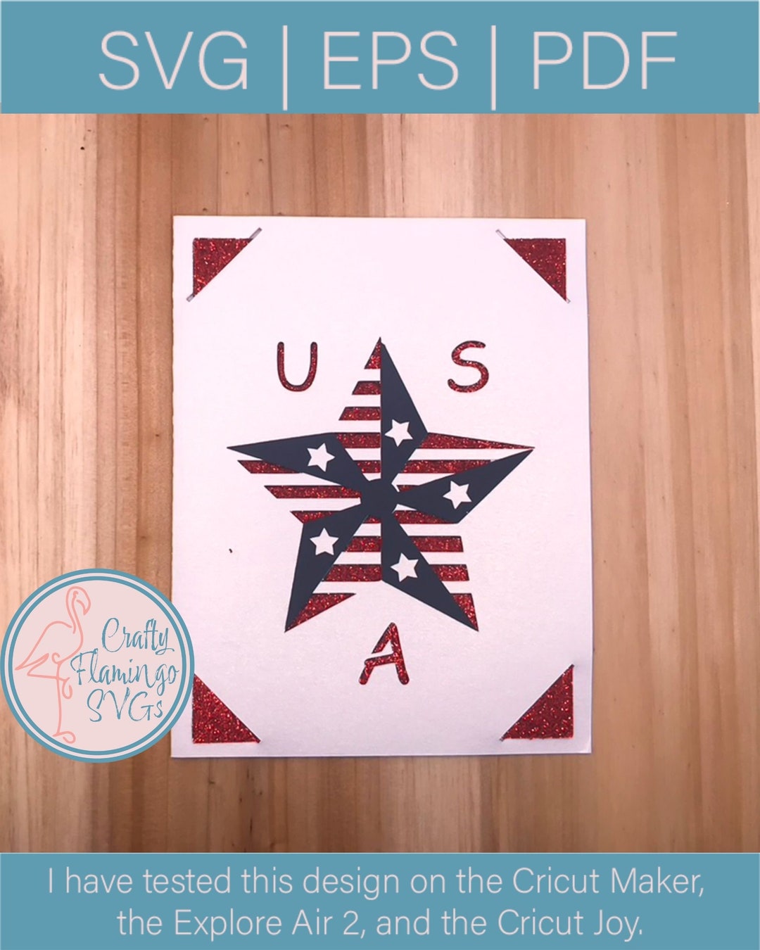 USA Card With Envelope, Red White and Blue Card SVG, Fourth of July ...