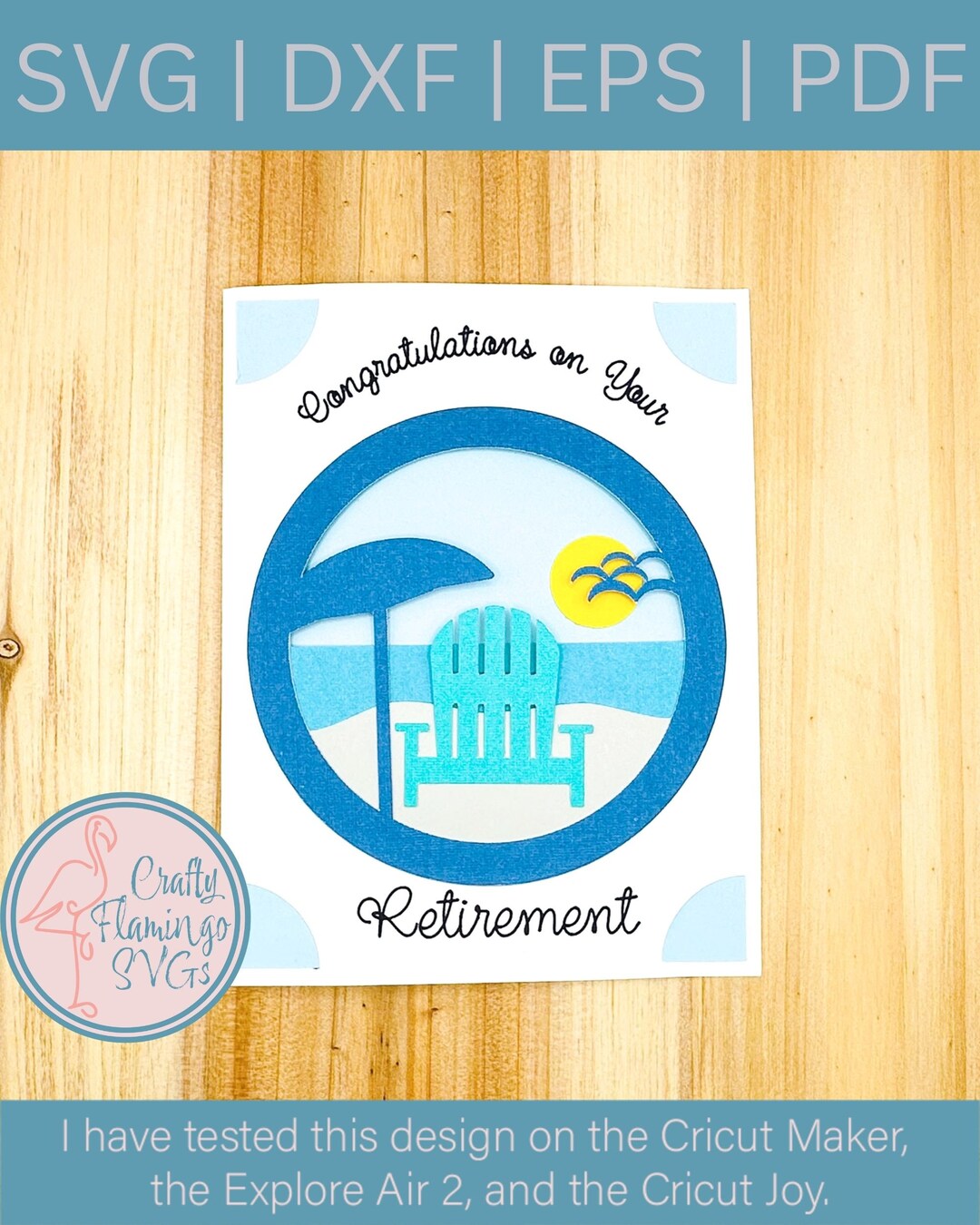 Beach Retirement Card SVG: Layered Cricut Design With Envelope (digital ...