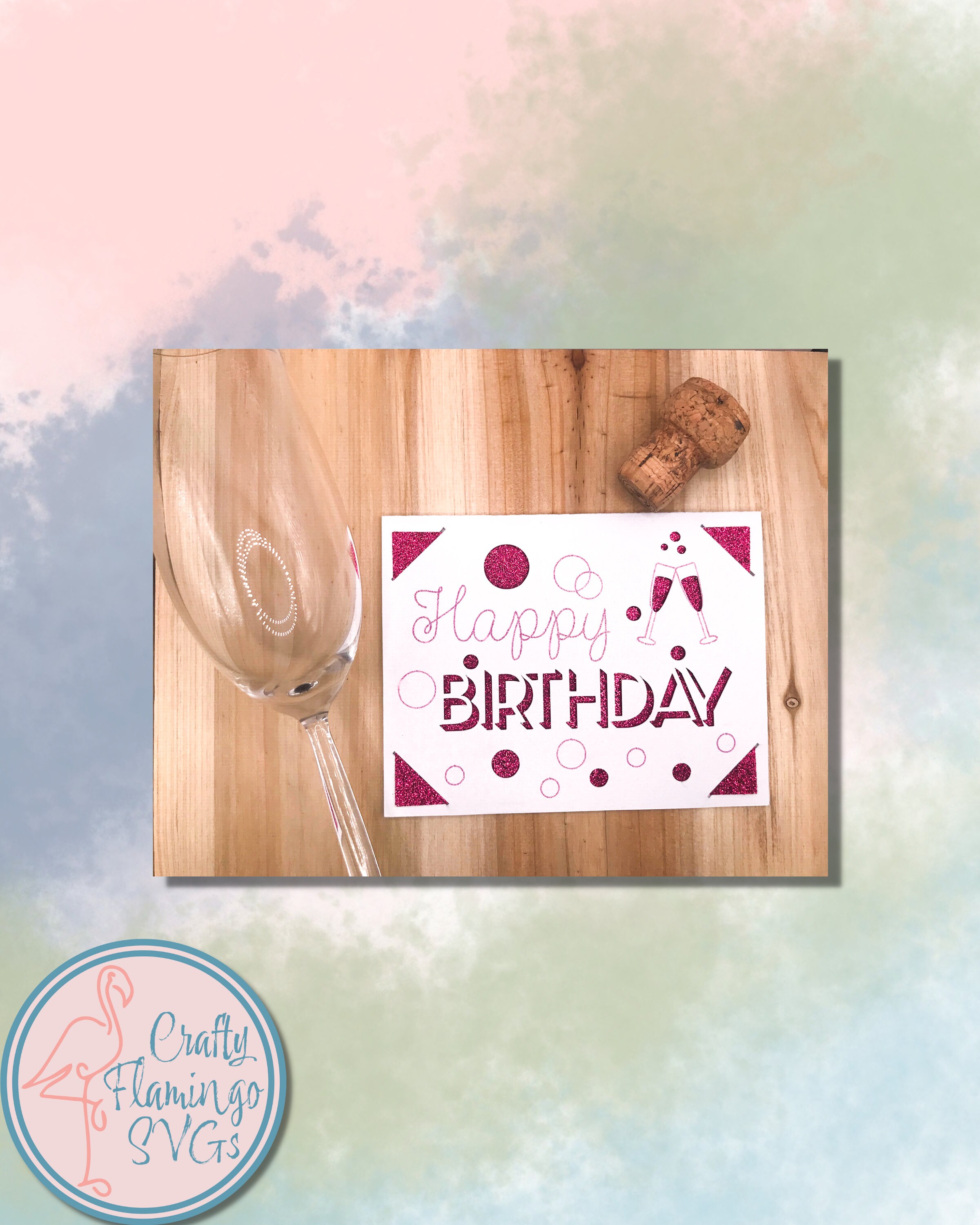 Champagne Birthday Card, Birthday Celebration Card, Happy Birthday Card ...