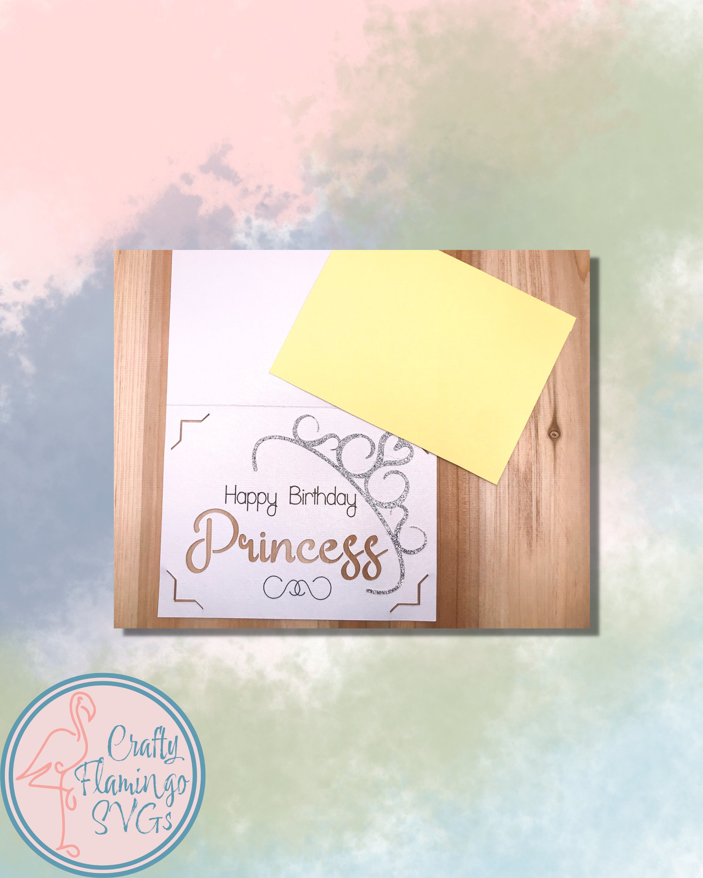 Princess Birthday Card SVG: Tiara Design With Envelope (digital File ...