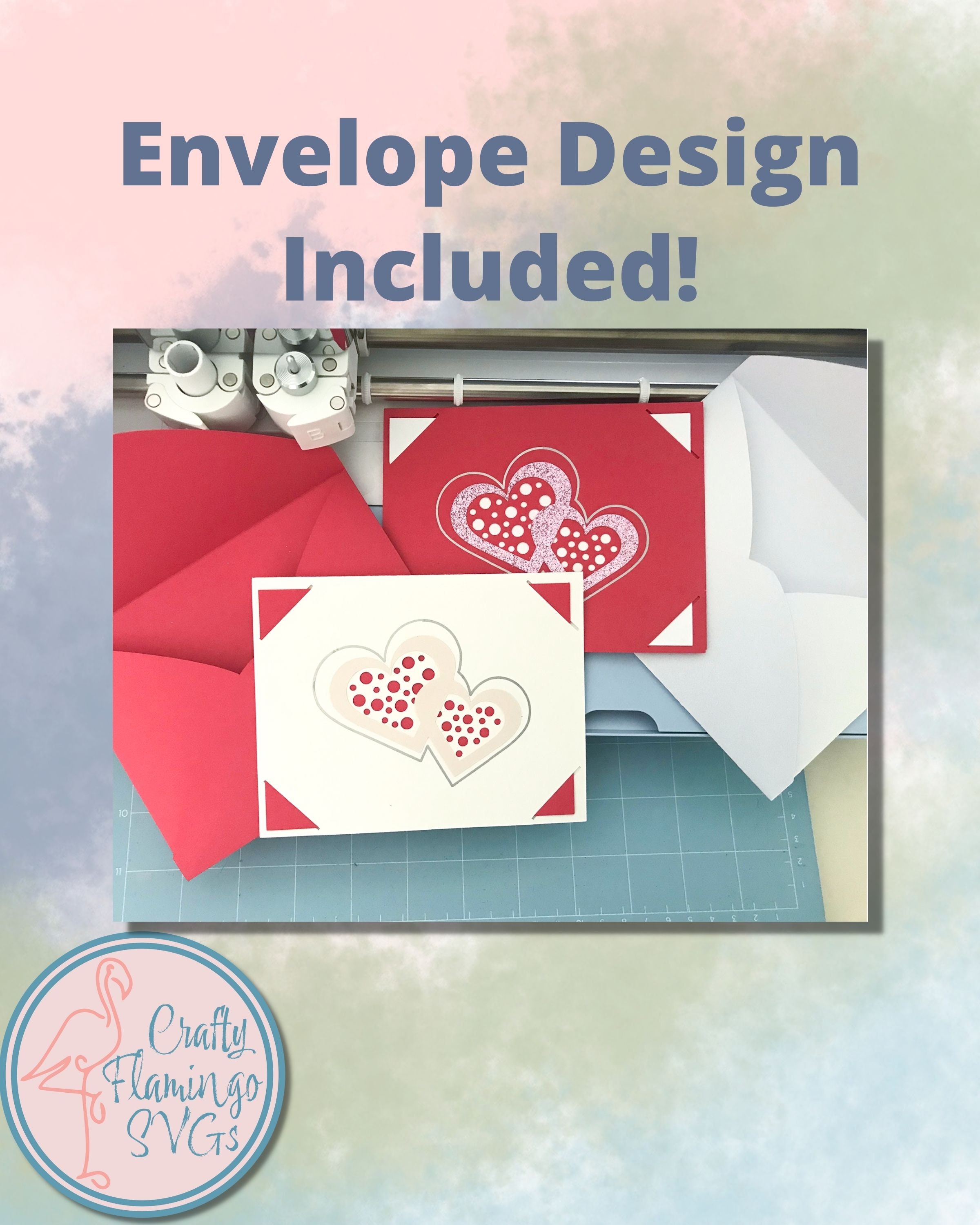 Two Hearts Card, Joined Hearts Card SVG, Easy Heart Card, Heart ...