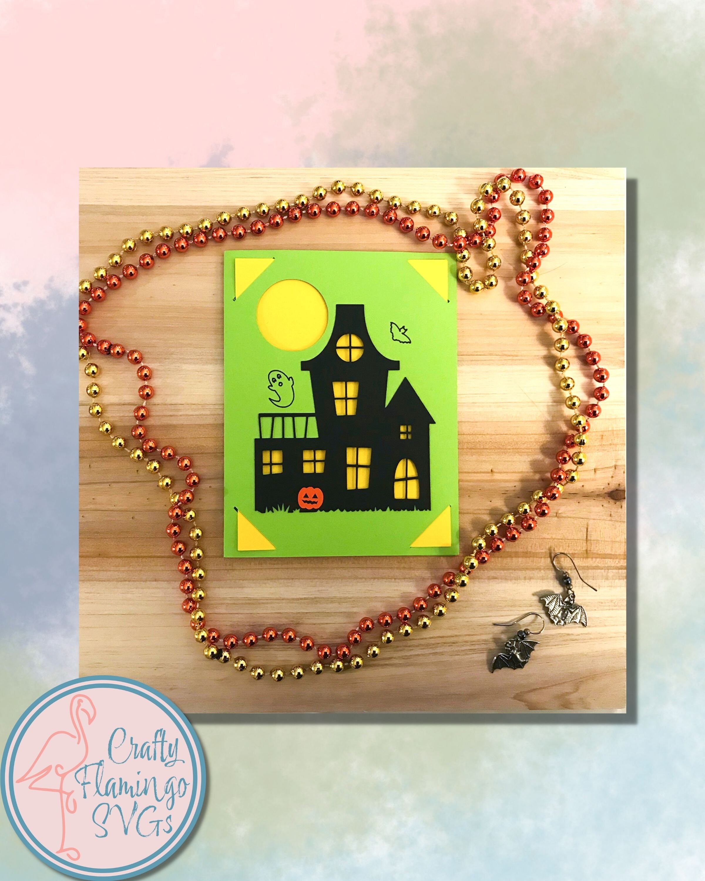 Haunted House Card SVG, Cricut Halloween Invitation, Happy Halloween ...