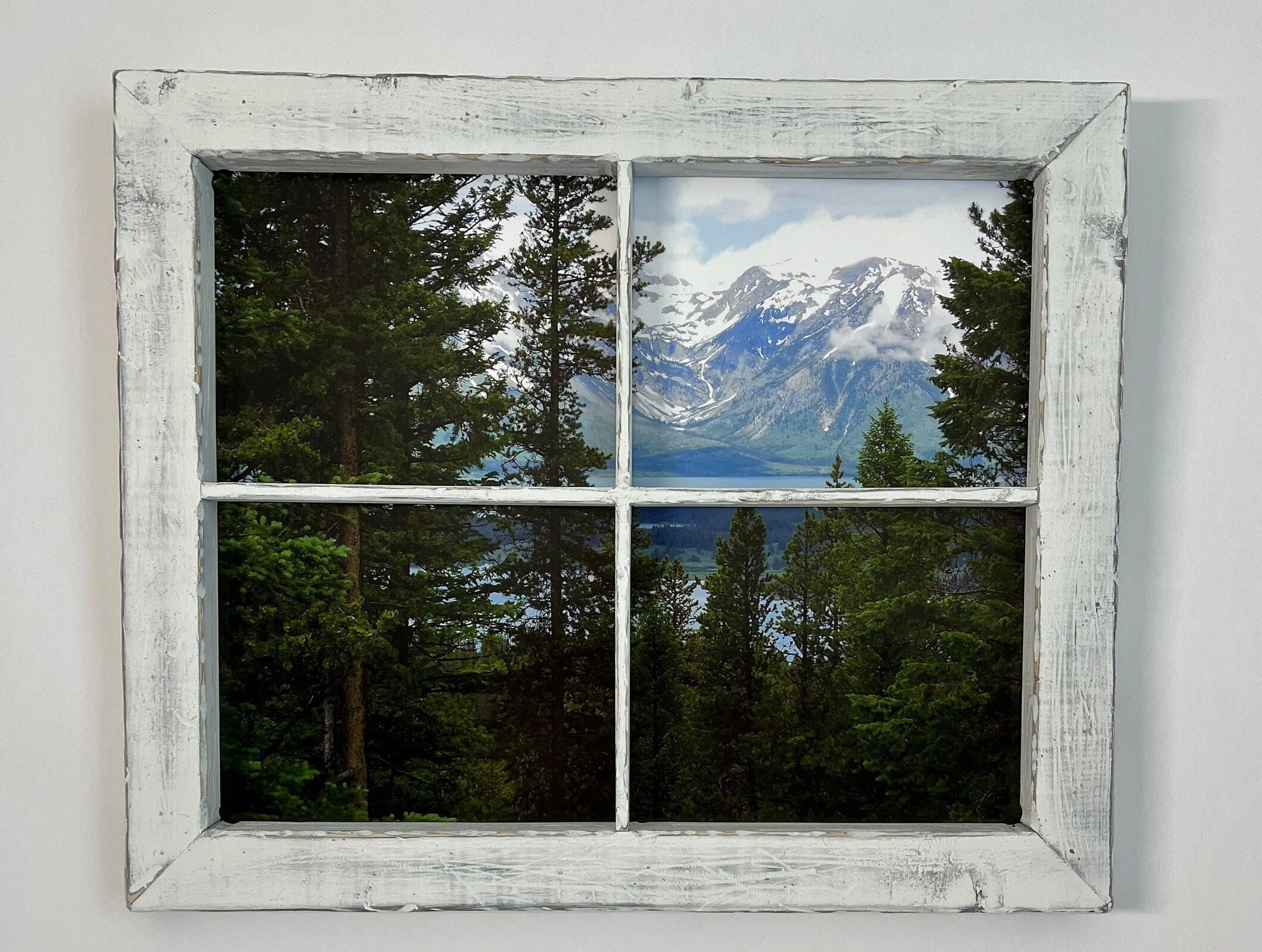 White Distressed Window Pane Picture Frame Featuring Photo of - Etsy