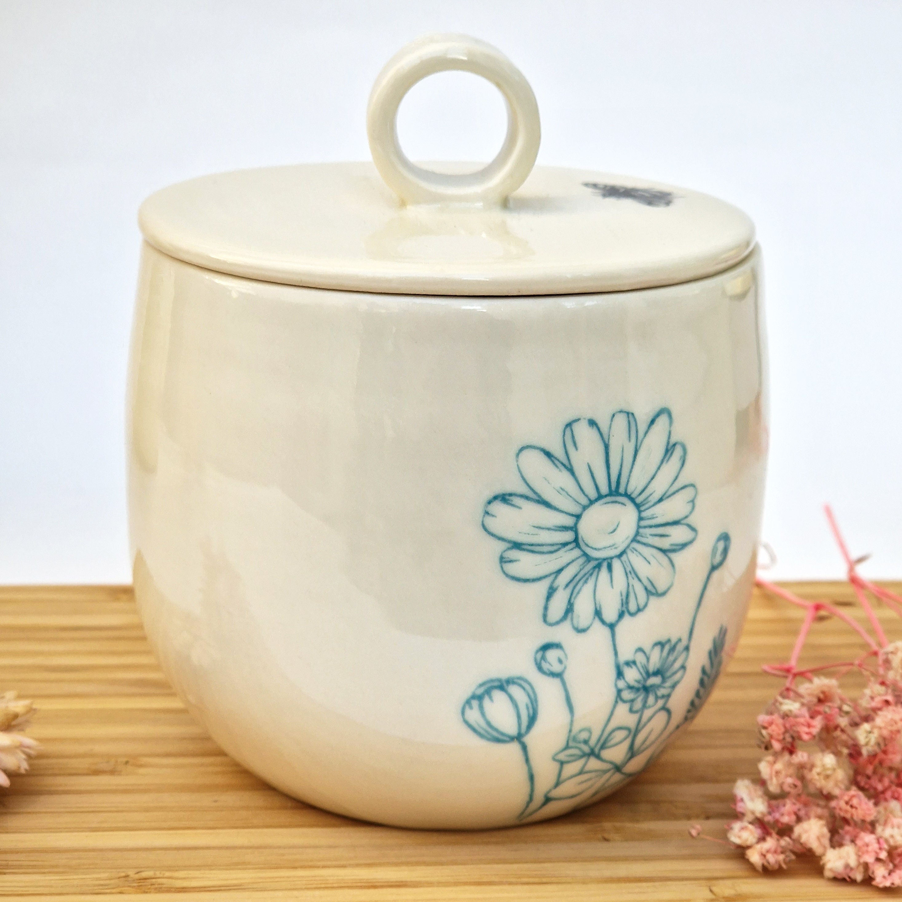 White Porcelain Lidded Jar Handmade Ceramic Lidded Container Functional ...