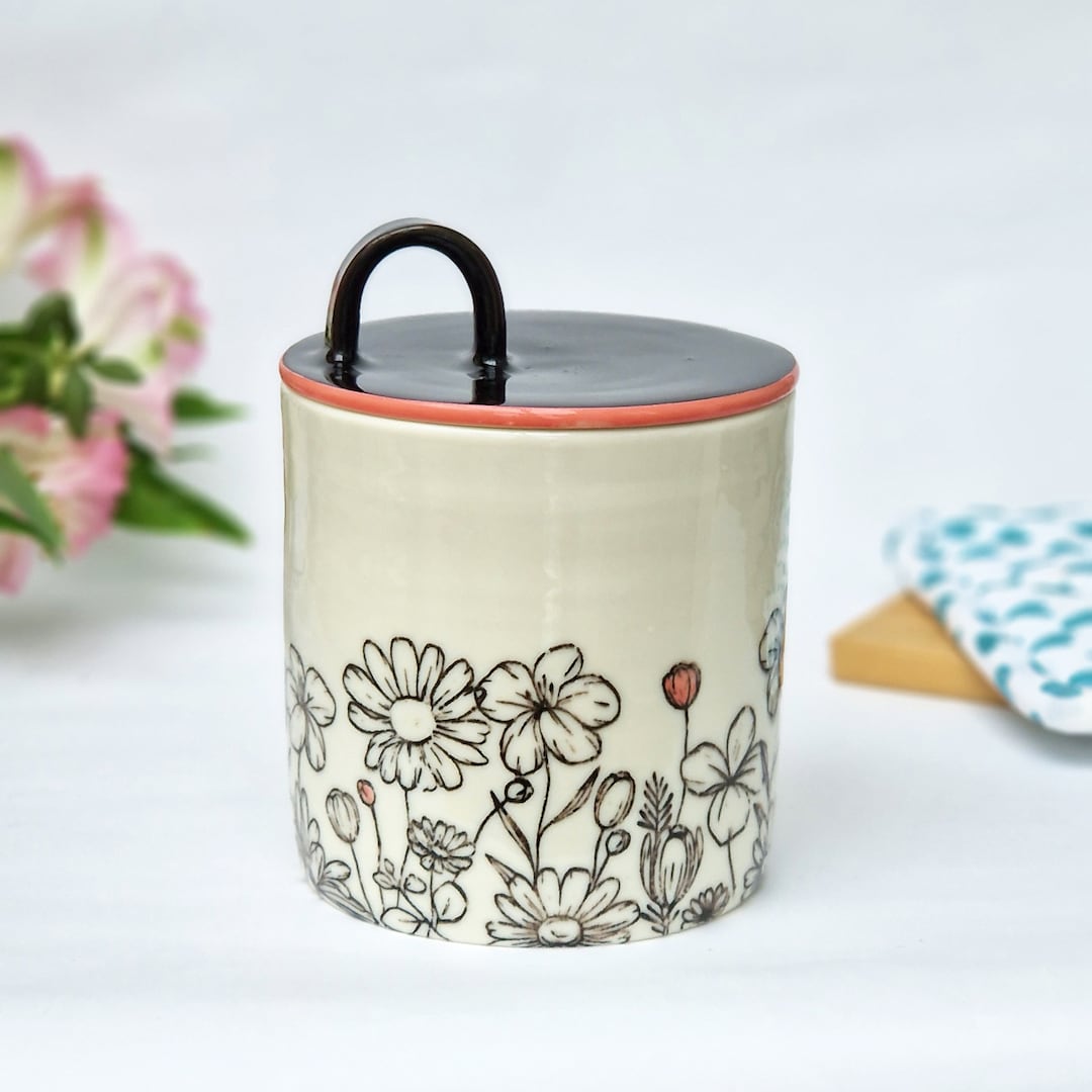 Porcelain Lidded Jar - Handmade Ceramic Lidded Container - Etsy
