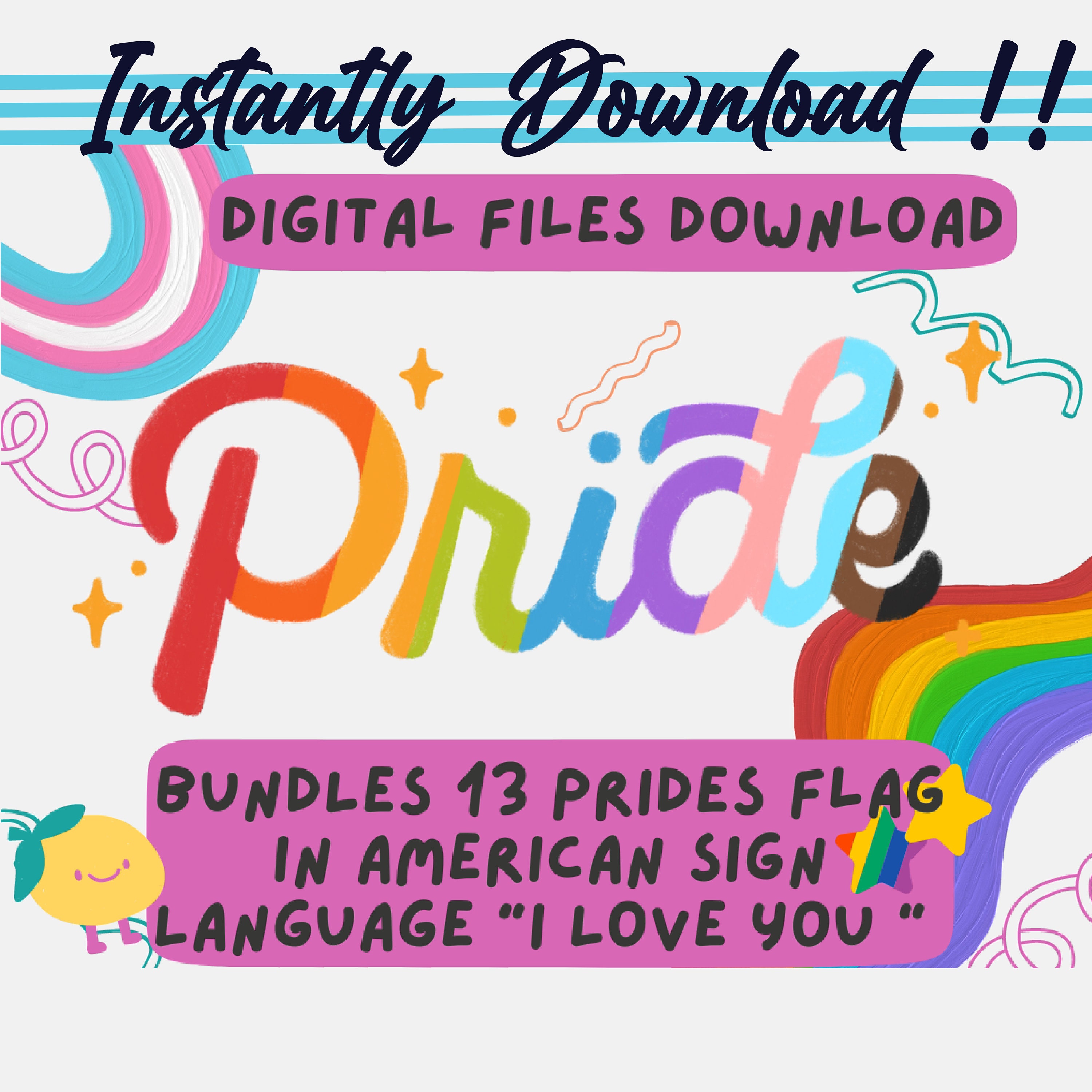 LGBTQ Pride SVG PNG , Digital Files Download, American Sign Language ...