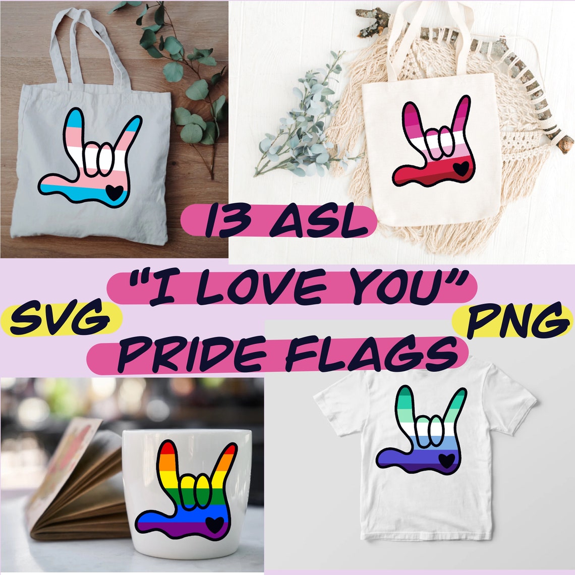 LGBTQ Pride SVG PNG , Digital Files Download, American Sign Language ...
