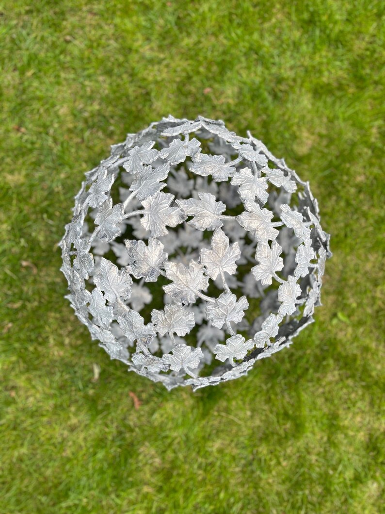 Garden Orb Sculpture Leaf Sphere Artwork Steel Leaves Love Garden Art ...