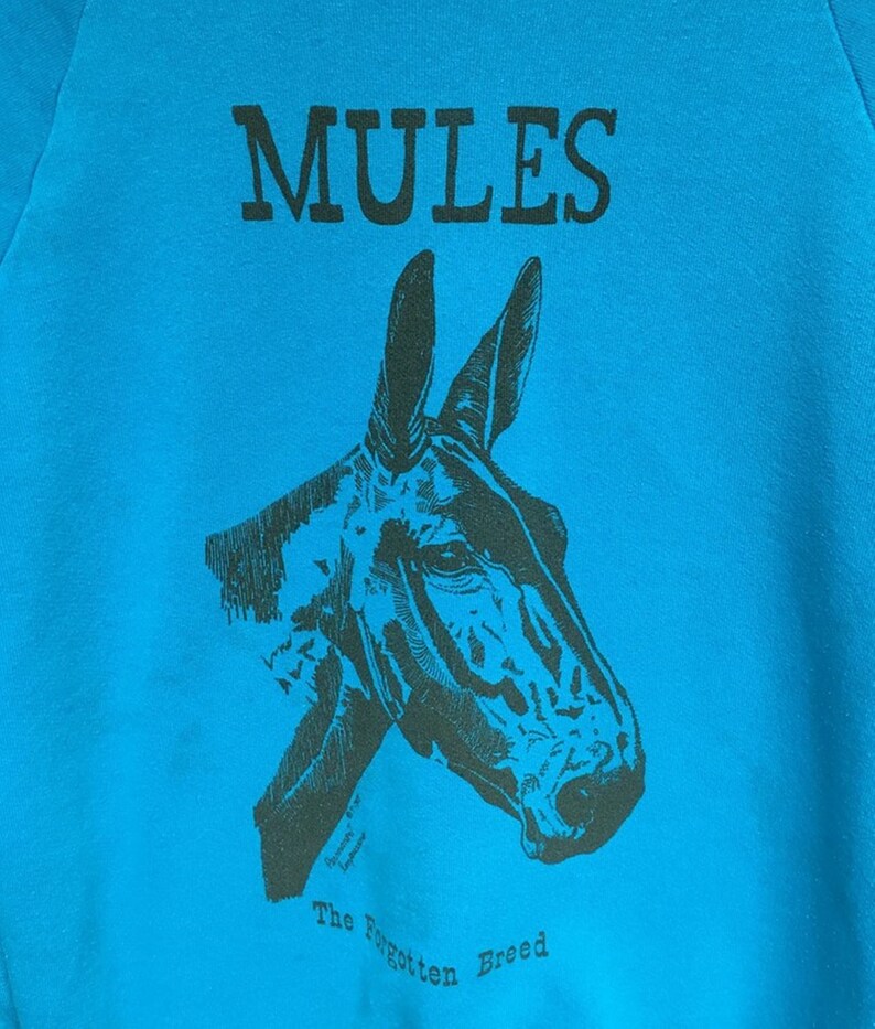 Vintage 80's Mule the Forgotten Breed Crewneck Sweatshirt Horse Riding ...