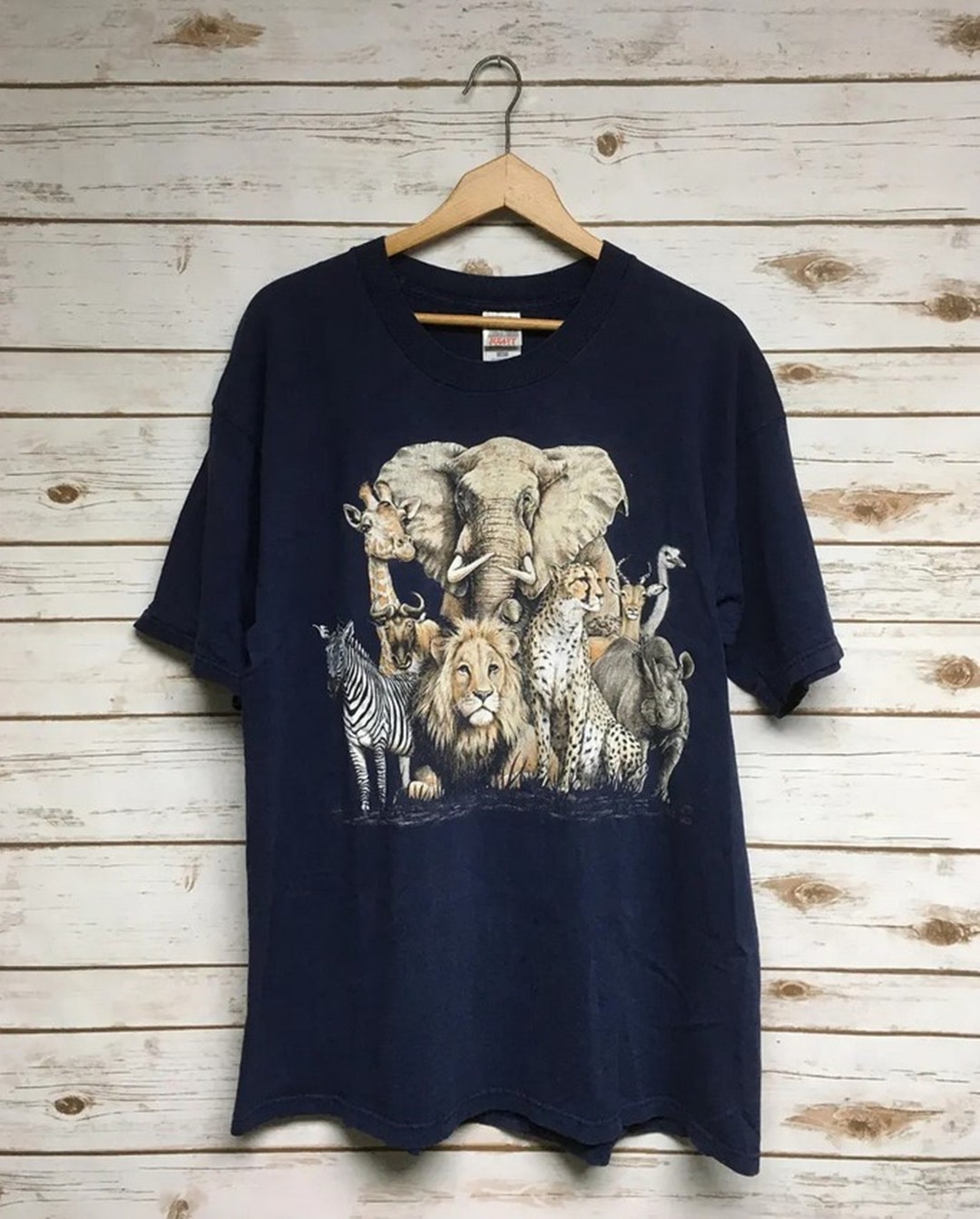 Vintage 90's Zoo T-shirt Wild Animals Elephant Giraffes Zebra Tshirt ...