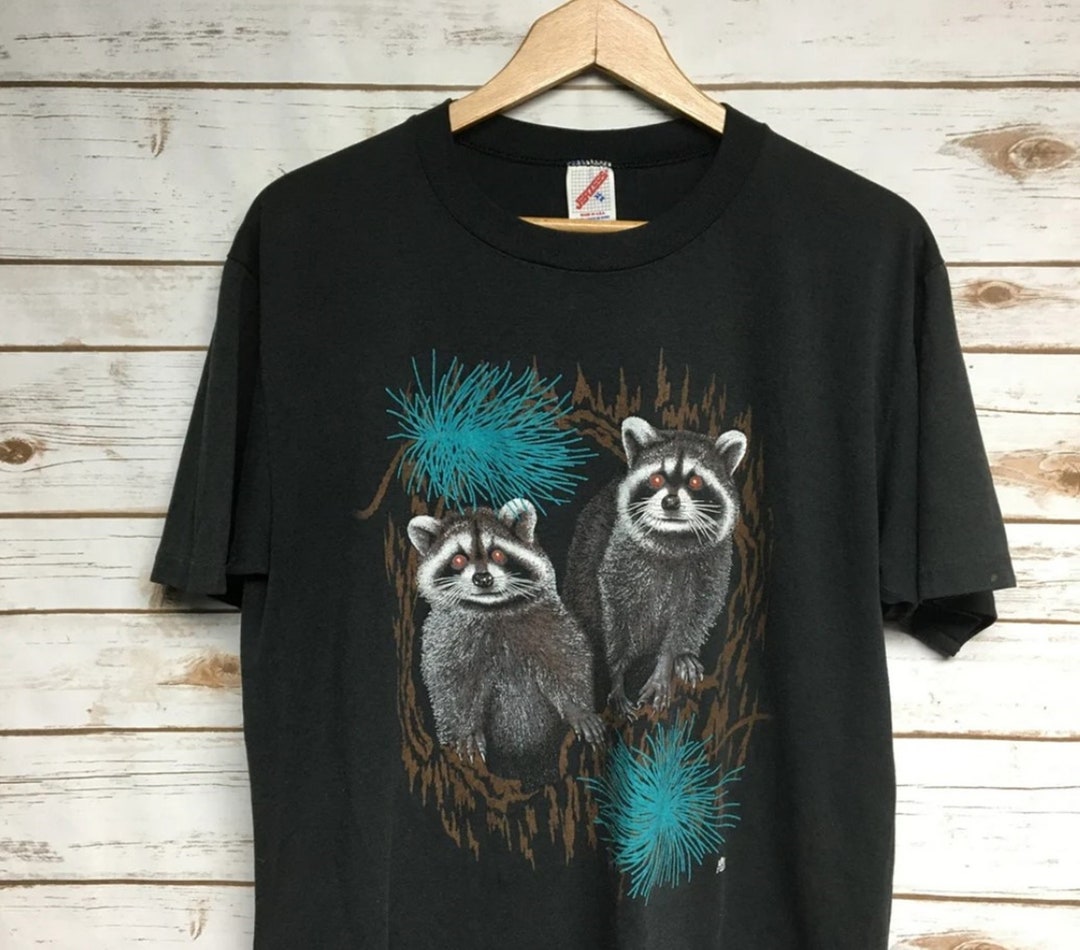 Vintage 90's Raccoon Tshirt, Animal Print Zoo T Shirt, Raccoon Fans ...
