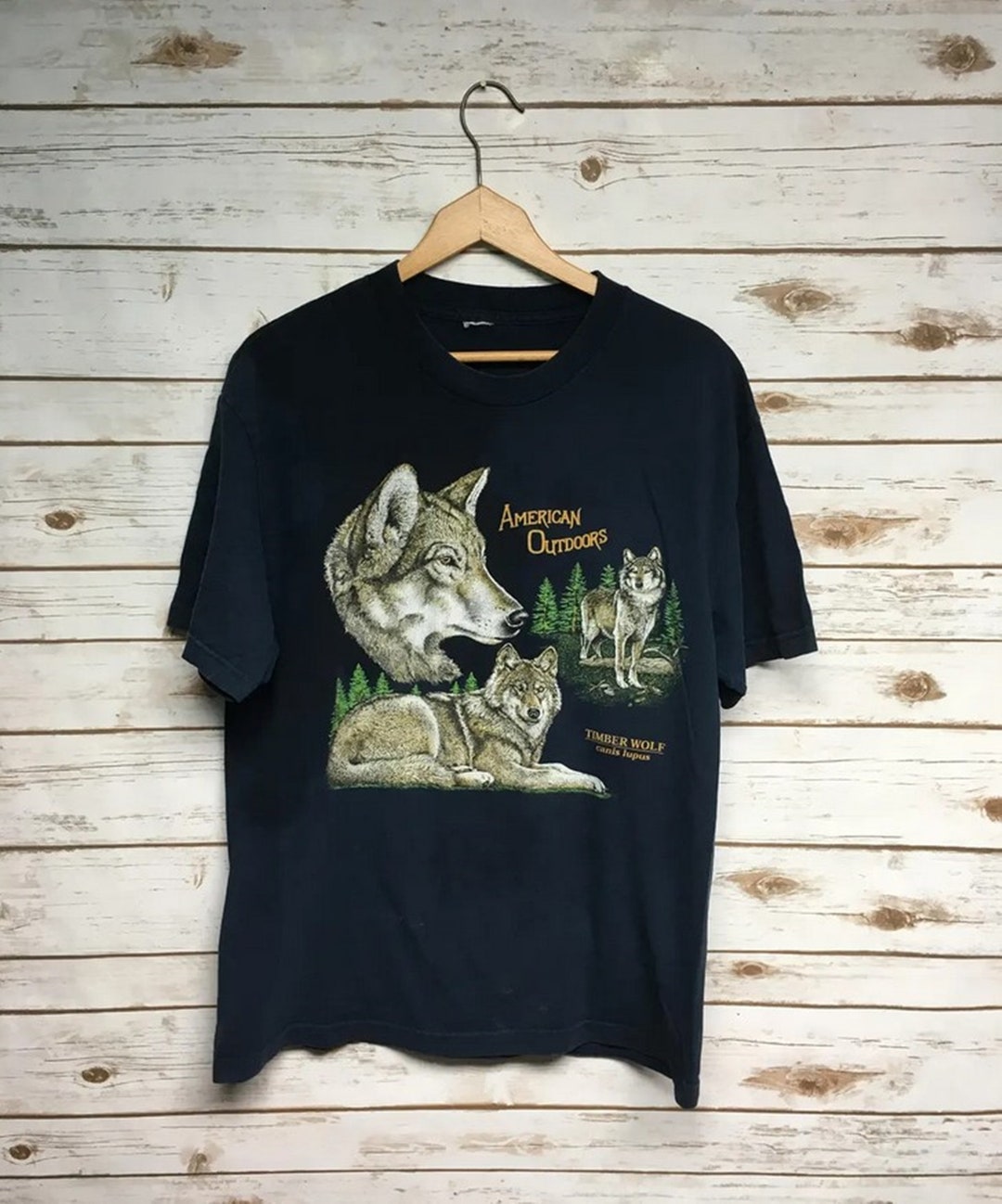 Vintage 90's Wolf Tshirt American Outdoors Timber Wolf T Shirt Wolves ...