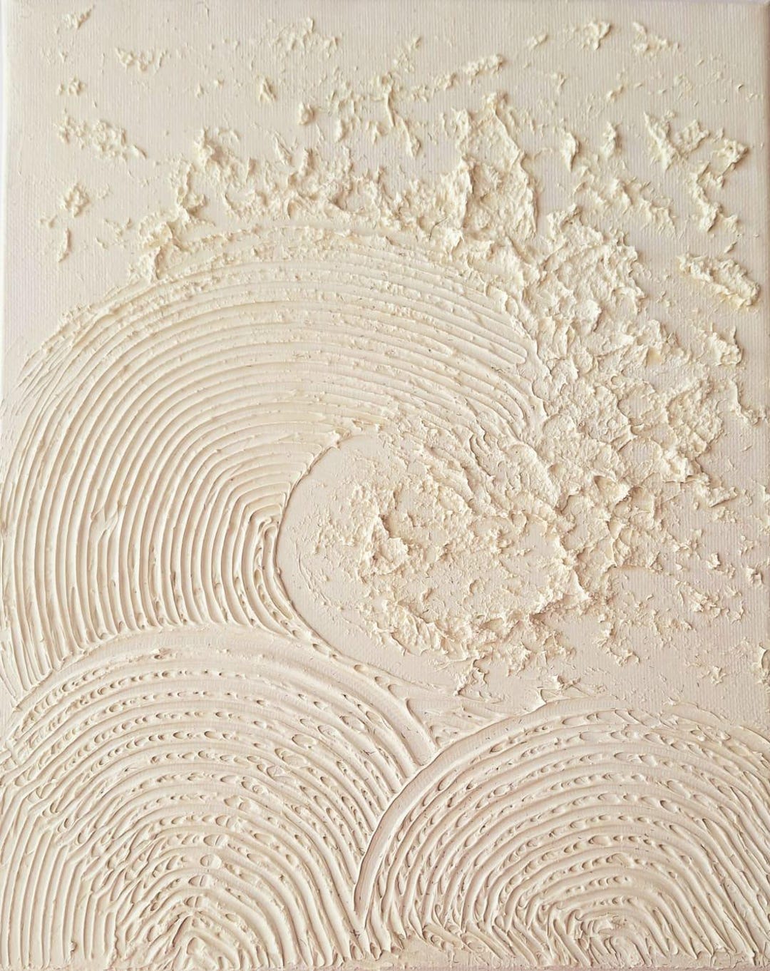 Wave Texture 3D Wall Art Plaster on Canvas Minimalist Art Modern ...
