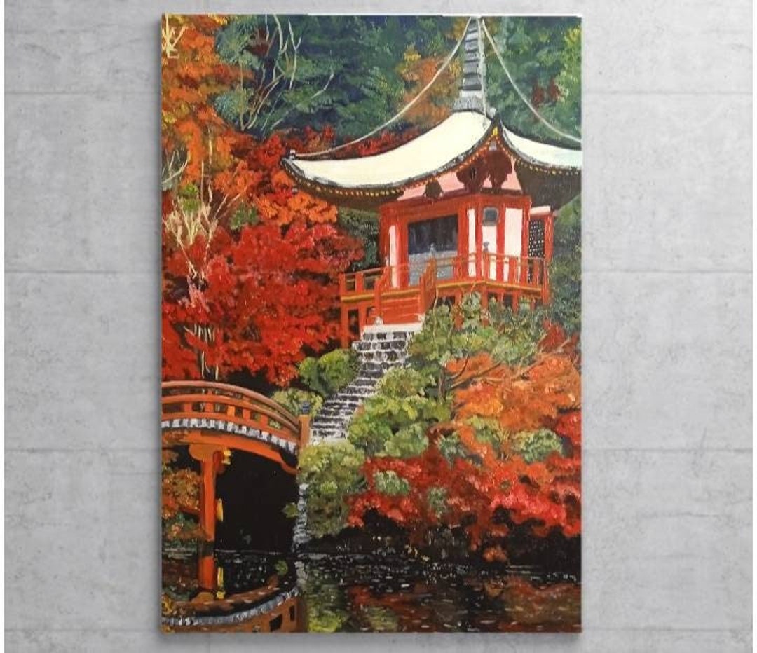 Japan Autumn Lanscape Original Oil Painting Canvas 3D Texture Picture ...
