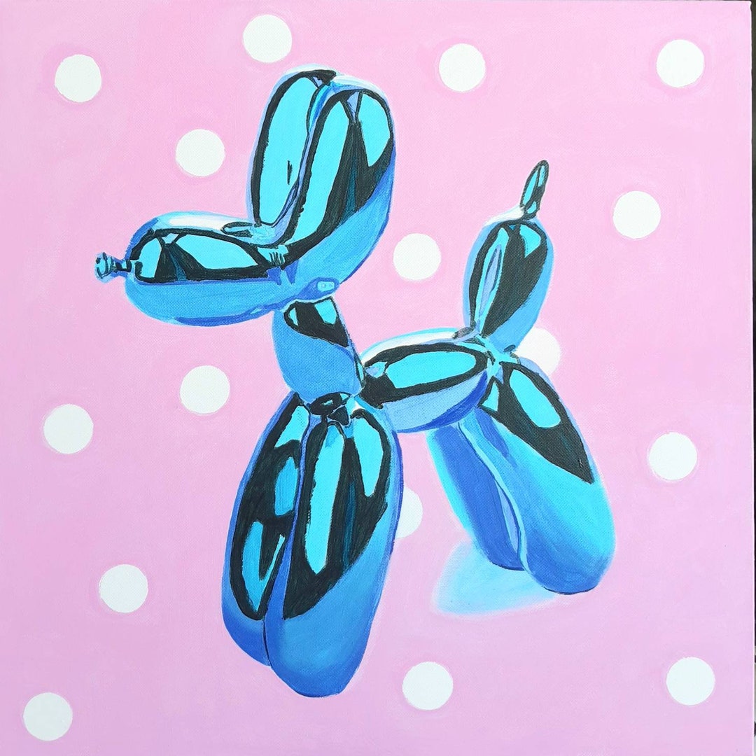 Balloon Dog Original Acrylic Painting Canvas Inflatable Dog Wall Decor ...