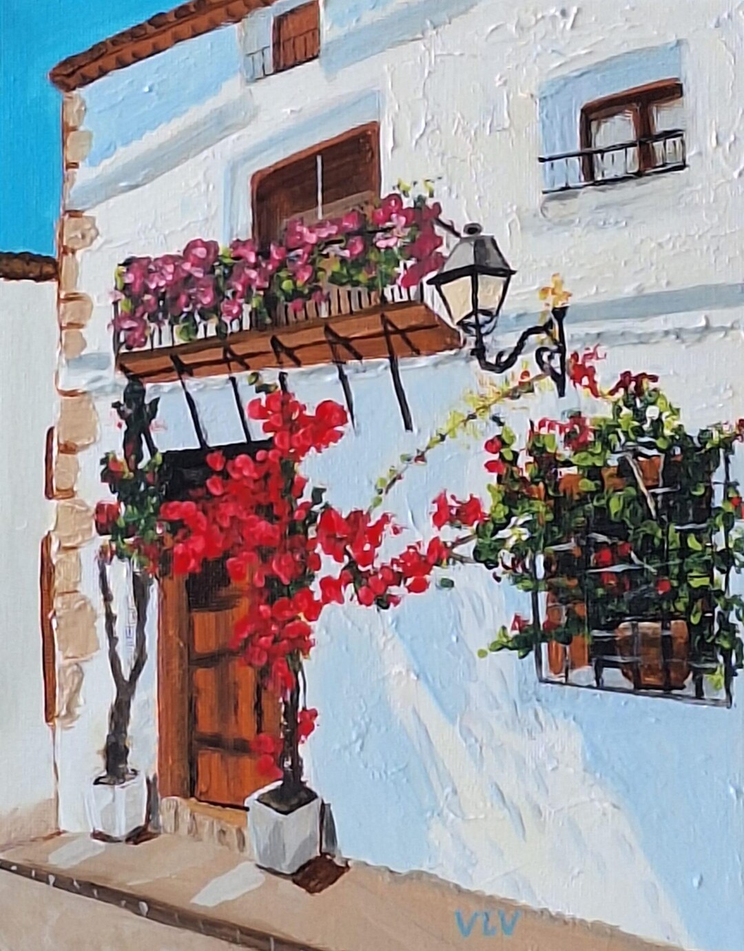 Mediterranean Town Acrylic Painting Canvas Original Artwork 3D Texture ...