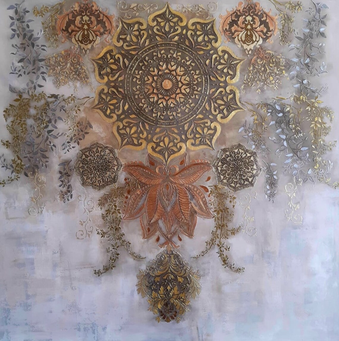 Mandala Original Acrylic Painting Canvas Interior Wall Art Texture 3D ...