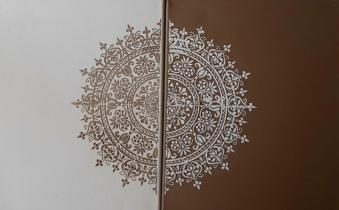 Mandala Gilded Set 2 Pieces Original Acrylic Paintings Canvas Texture ...