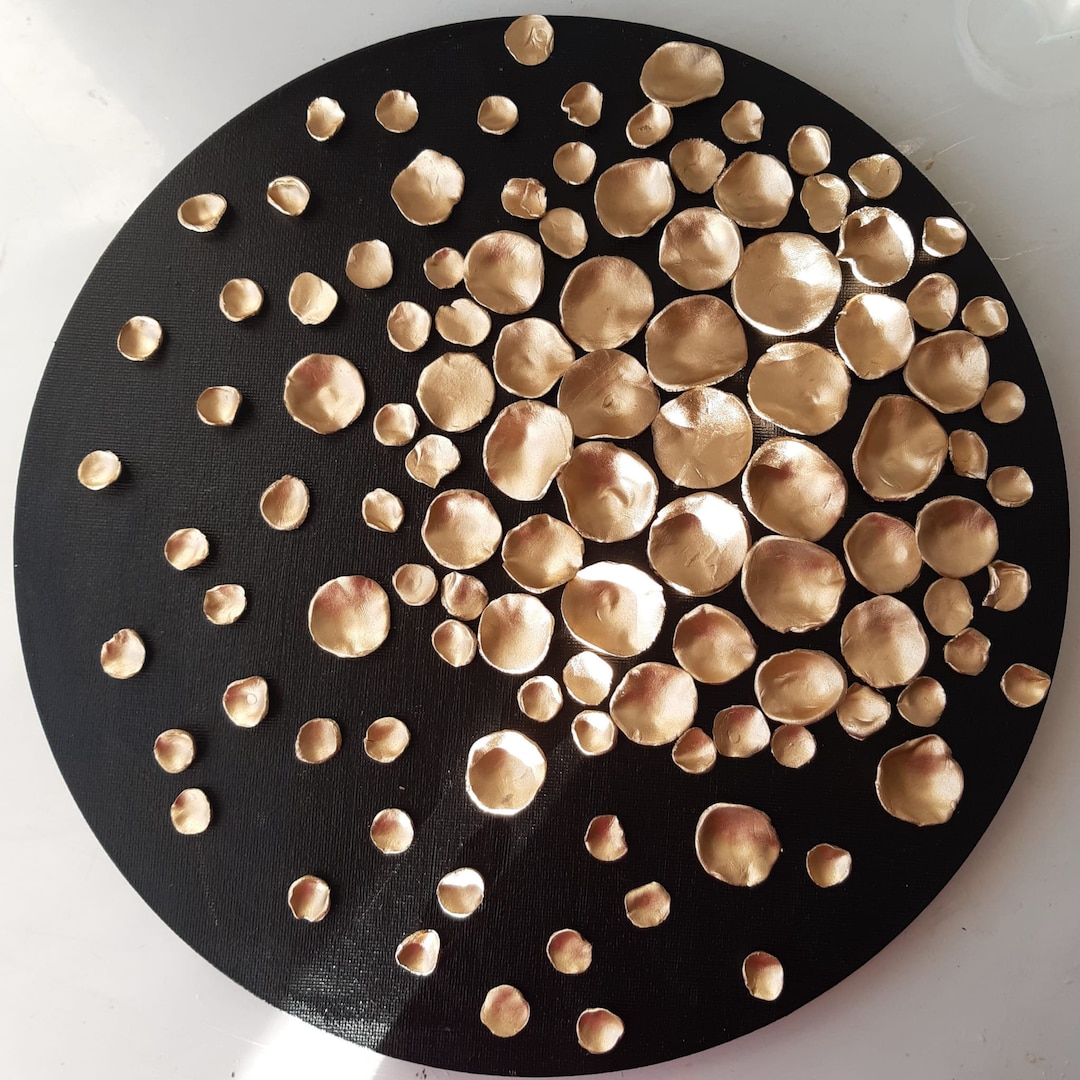 Round Panel With Gold Pattern Acrylic Painting Canvas Wall Decor ...