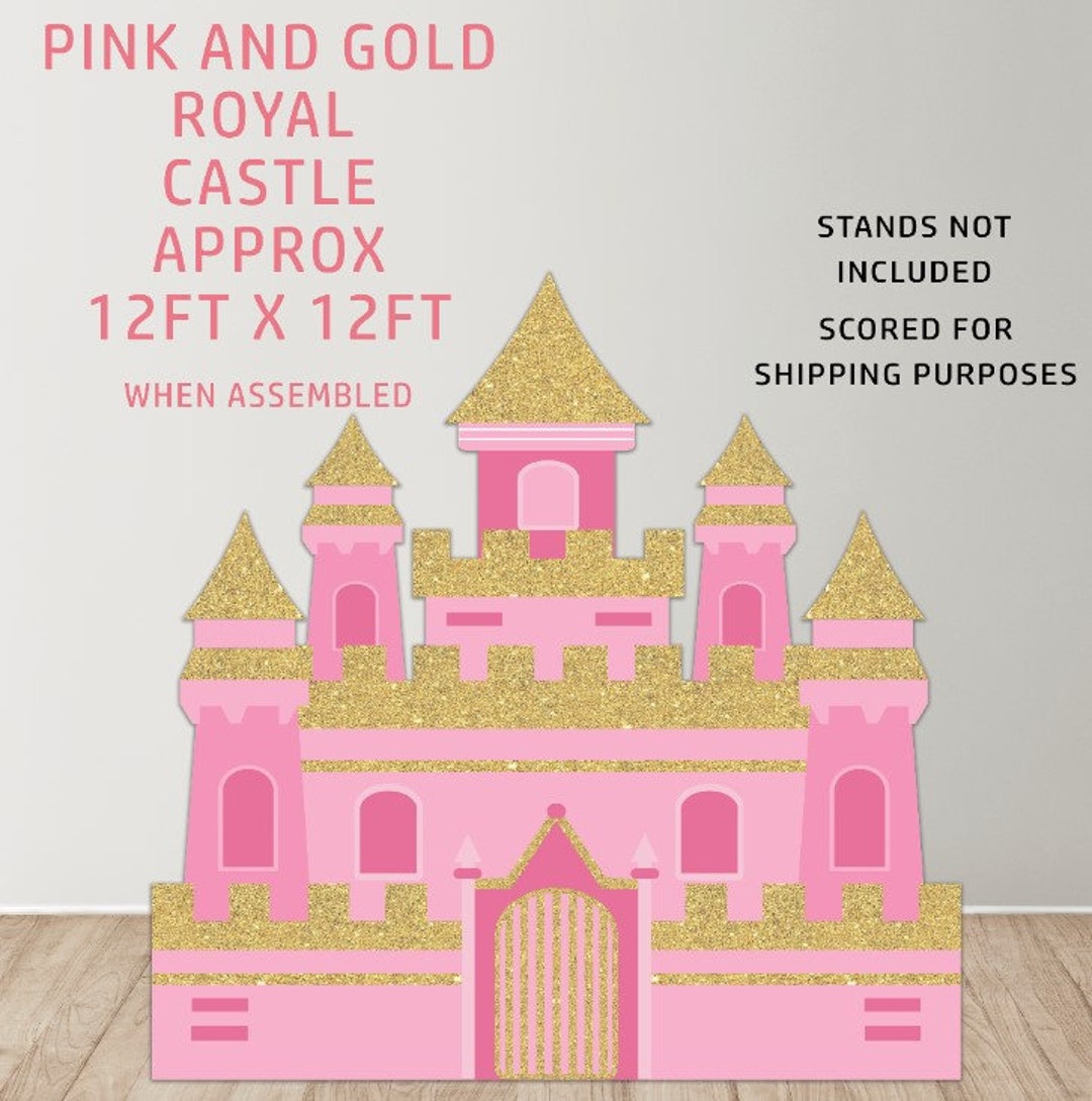 Approx 12ft X 12ft Castle. 8 Piece Gold and Pink Royal Castle Party ...
