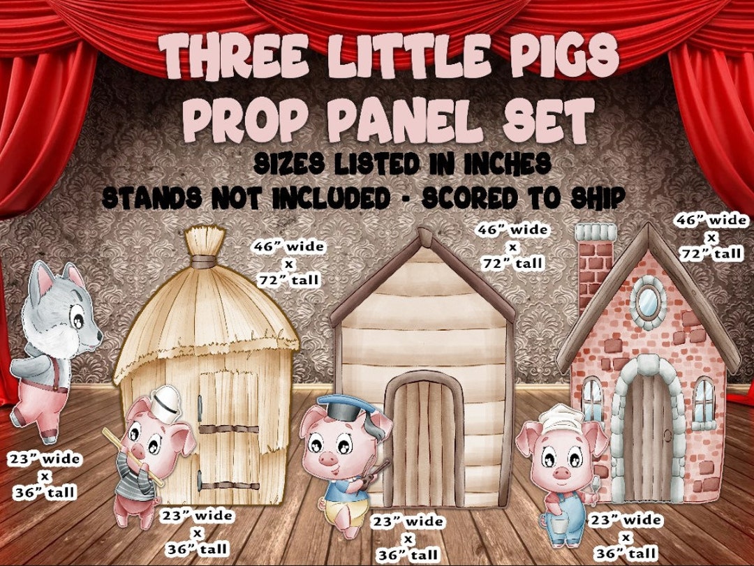 Three Little Pigs Panel Prop Set Coroplast, Contour Machine Cut, UV ...