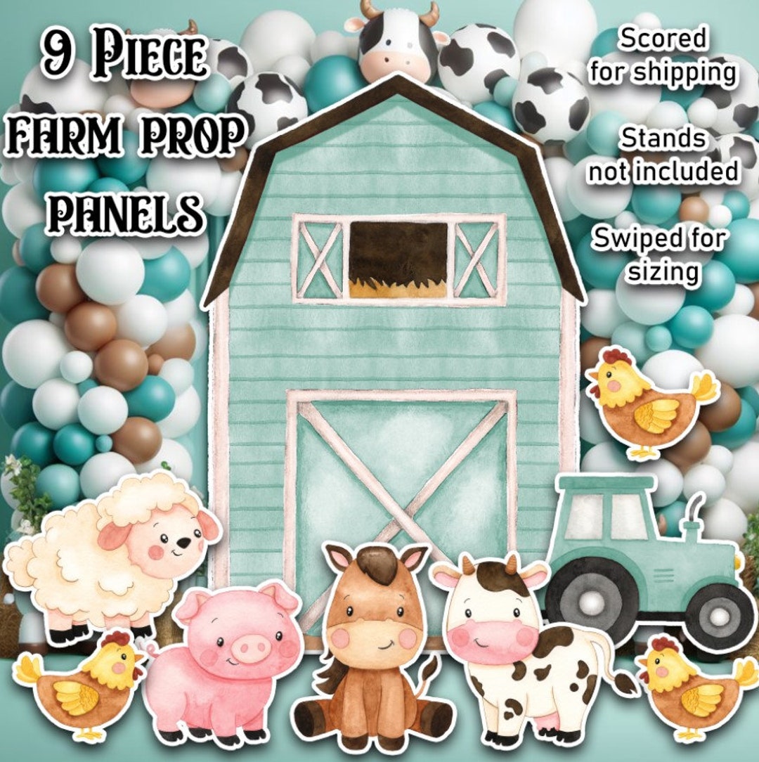 9 Piece Barn and Farm Animal Set Party Prop, Yard Display, Coroplast ...