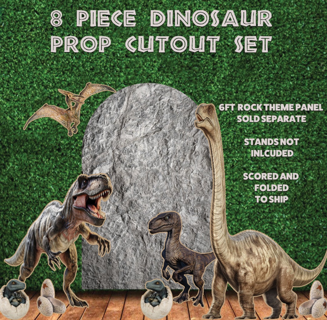8 Piece Dinosaur Prop Cutout Set, Coroplast, Machine Cut, UV Printed ...