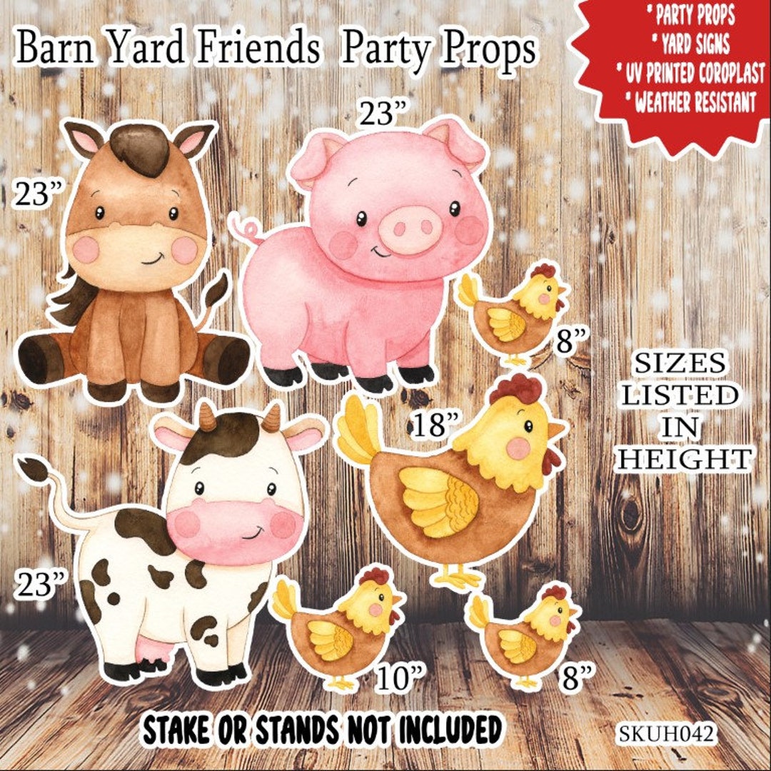 7 Piece Farm Animals Set Party Prop, Yard Display, Coroplast, Contour ...