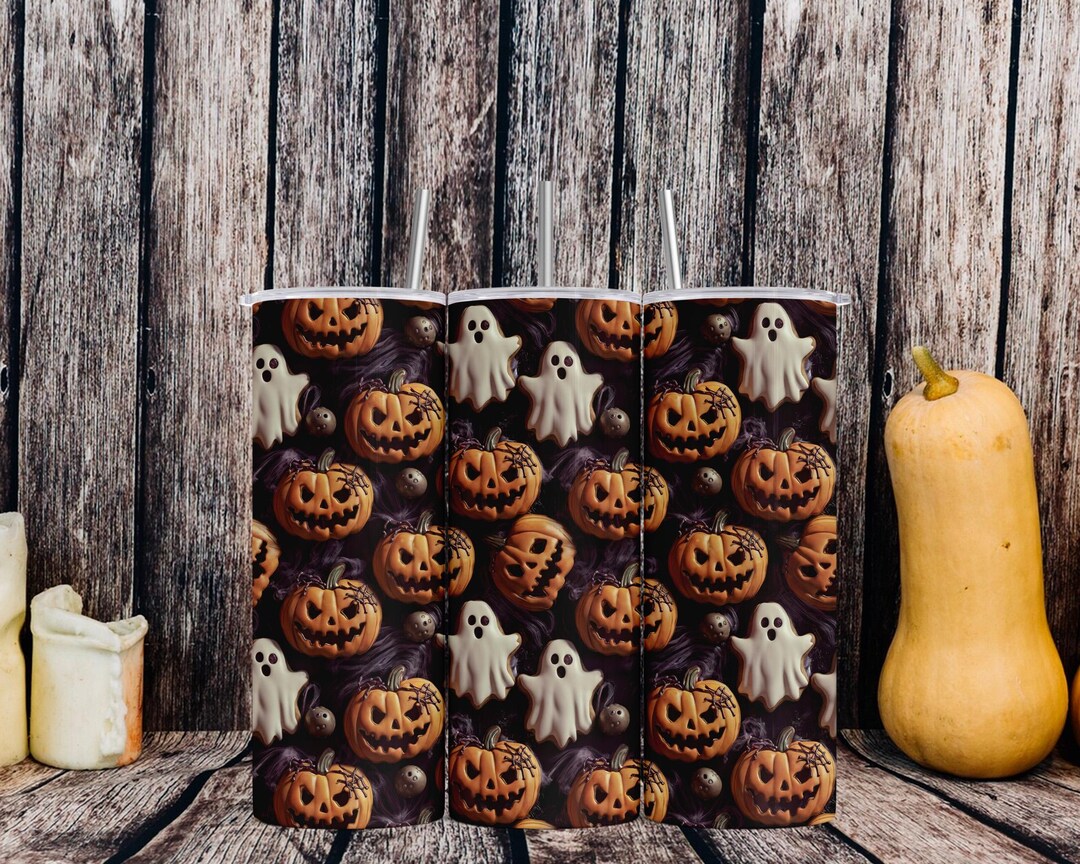 Coquette Spooky Halloween Tumbler Wrap: Pumpkin Ghost 20oz PNG (digital ...
