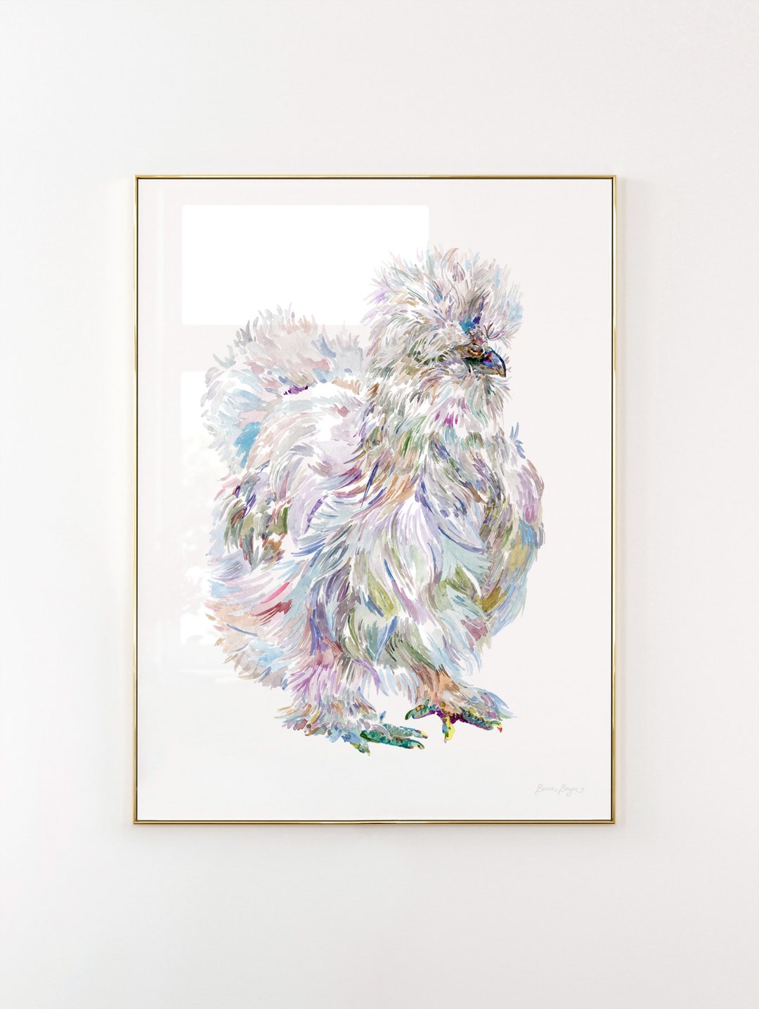 Watercolour Silkie Chicken Art Print - Beautiful Hand Painted Design ...