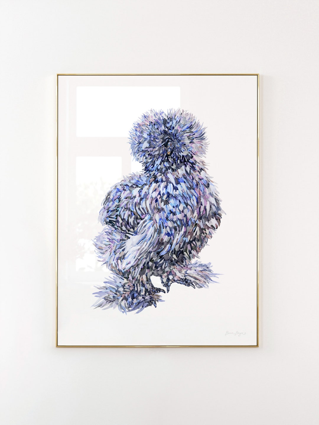 Silkie Chicken Art Print: Watercolor Painting, Chicken Lover Gift - Etsy