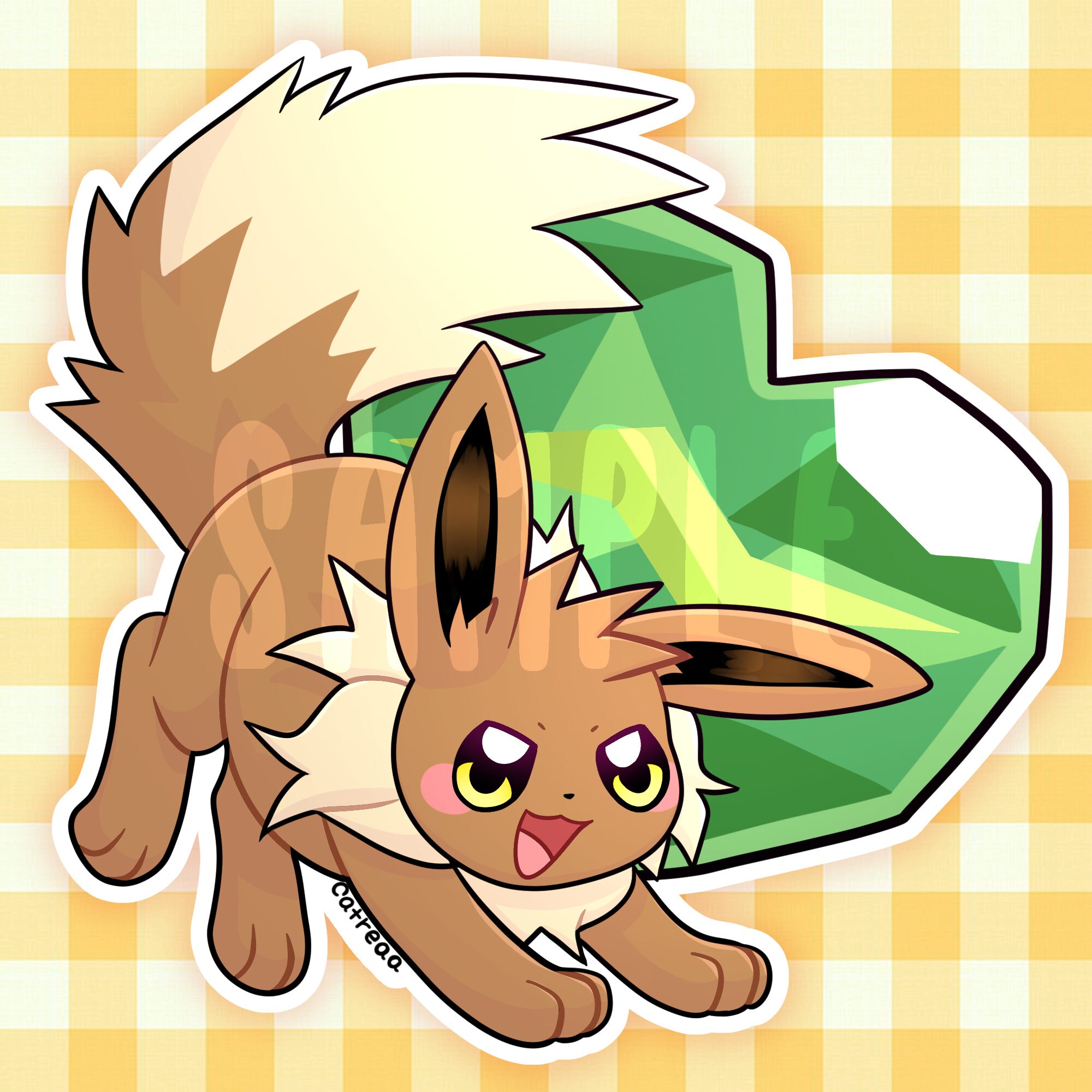 Art Print Eevee With Heart Evolution Stones Vaporeon, Jolteon, Flareon ...