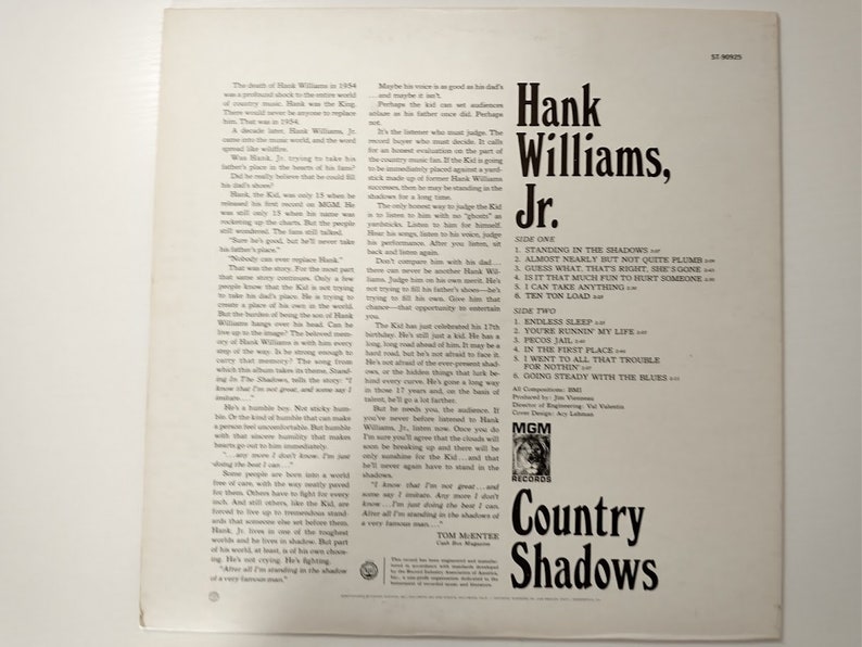 1966 Vintage Hank Williams Jr. Album - Etsy