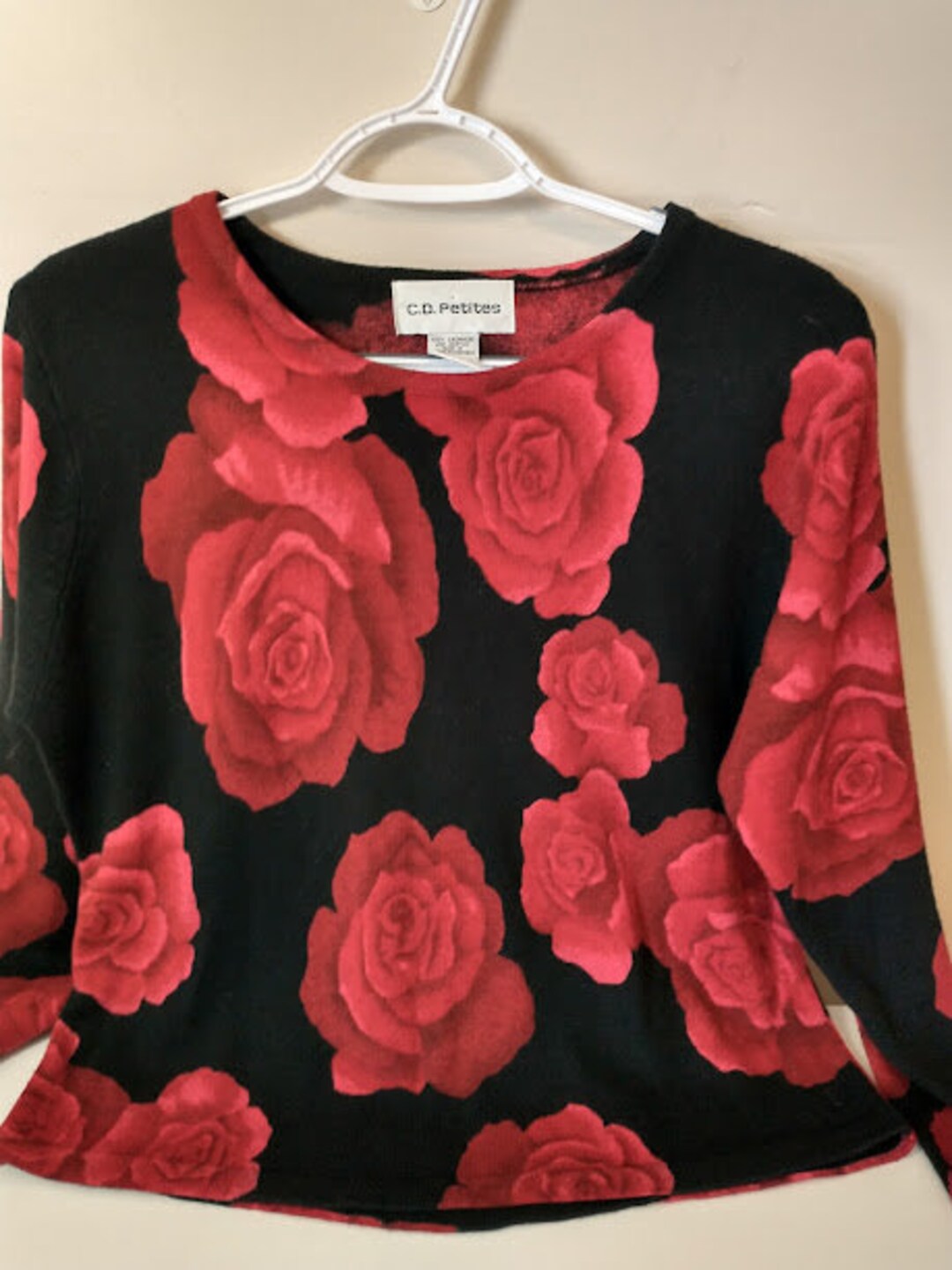 90s Vintage Valentine Roses Sweater Fake Cashmere - Etsy