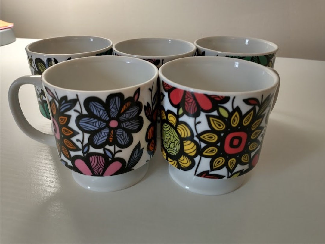 5 Groovy Vintage Coffee Mugs - Etsy