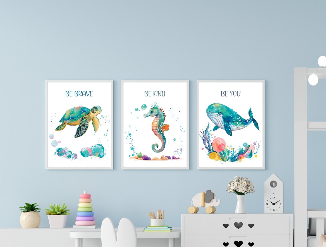 Boy Nursery Prints Set Under the Sea Nursery Prints Nautical Ocean ...