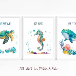 Boy Nursery Prints Set Under the Sea Nursery Prints Nautical Ocean ...