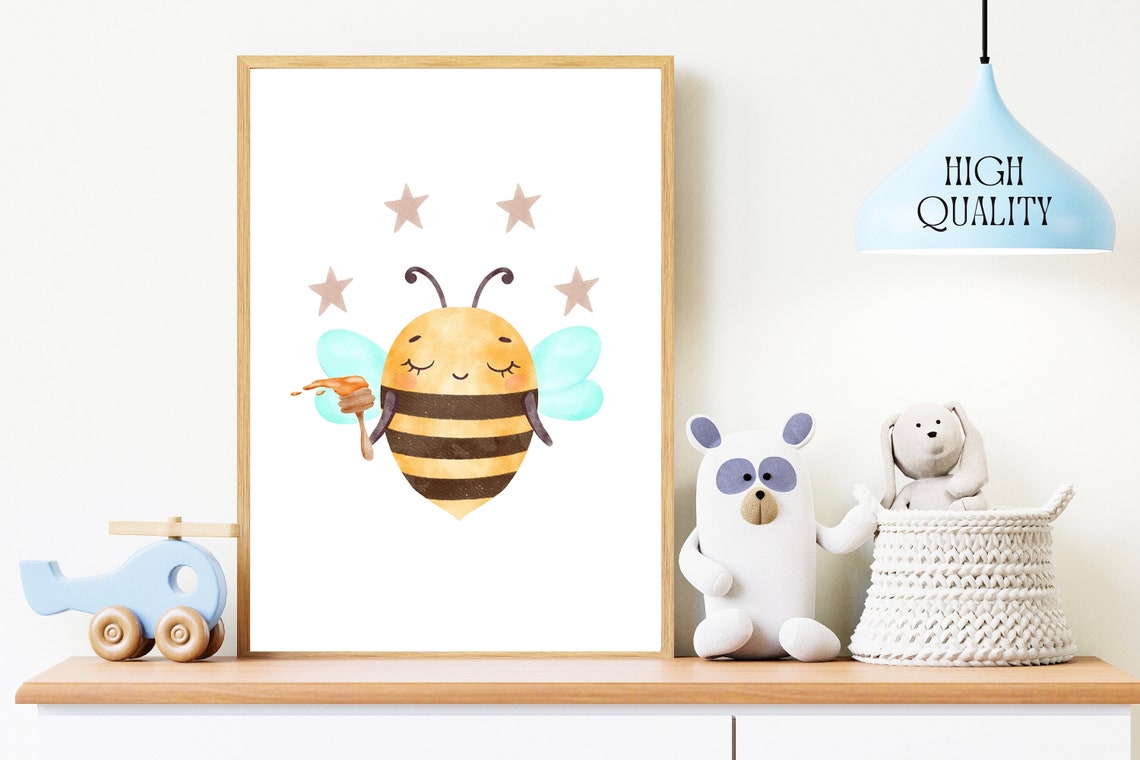 Bee Nursery Wall Art Bee Prints Gender Neutral Nursery Set of 6 Prints ...
