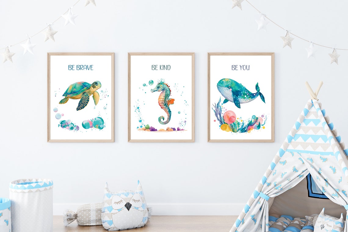 Boy Nursery Prints Set Under the Sea Nursery Prints Nautical Ocean ...