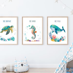 Boy Nursery Prints Set Under the Sea Nursery Prints Nautical Ocean ...